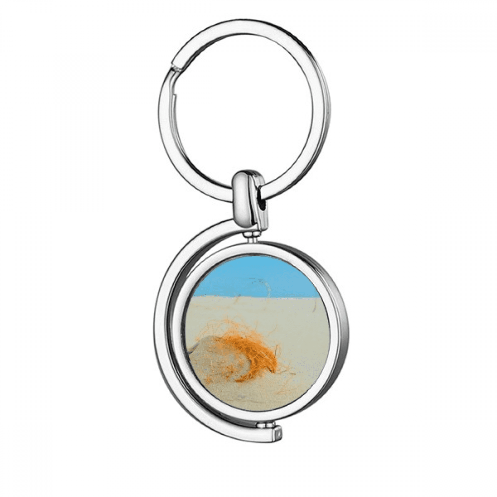 Ocean Sand Beach Orange Line Picture Rotating Keychain Metal Keyring ...