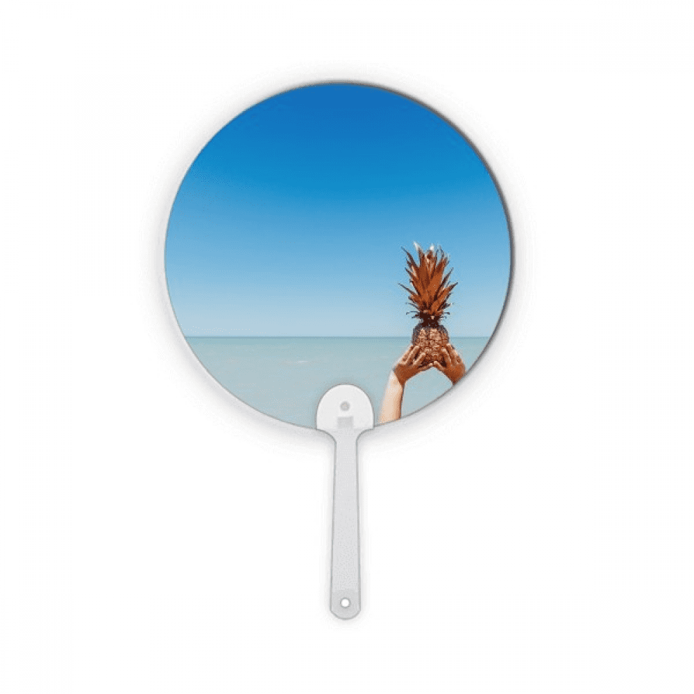Ocean Sand Beach PineFruit Sea Picture Plastic Round Handheld Fan ...