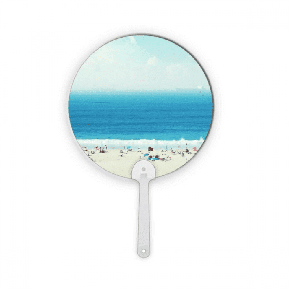 Ocean Sand Beach Science Nature Picture Plastic Round Handheld Fan ...