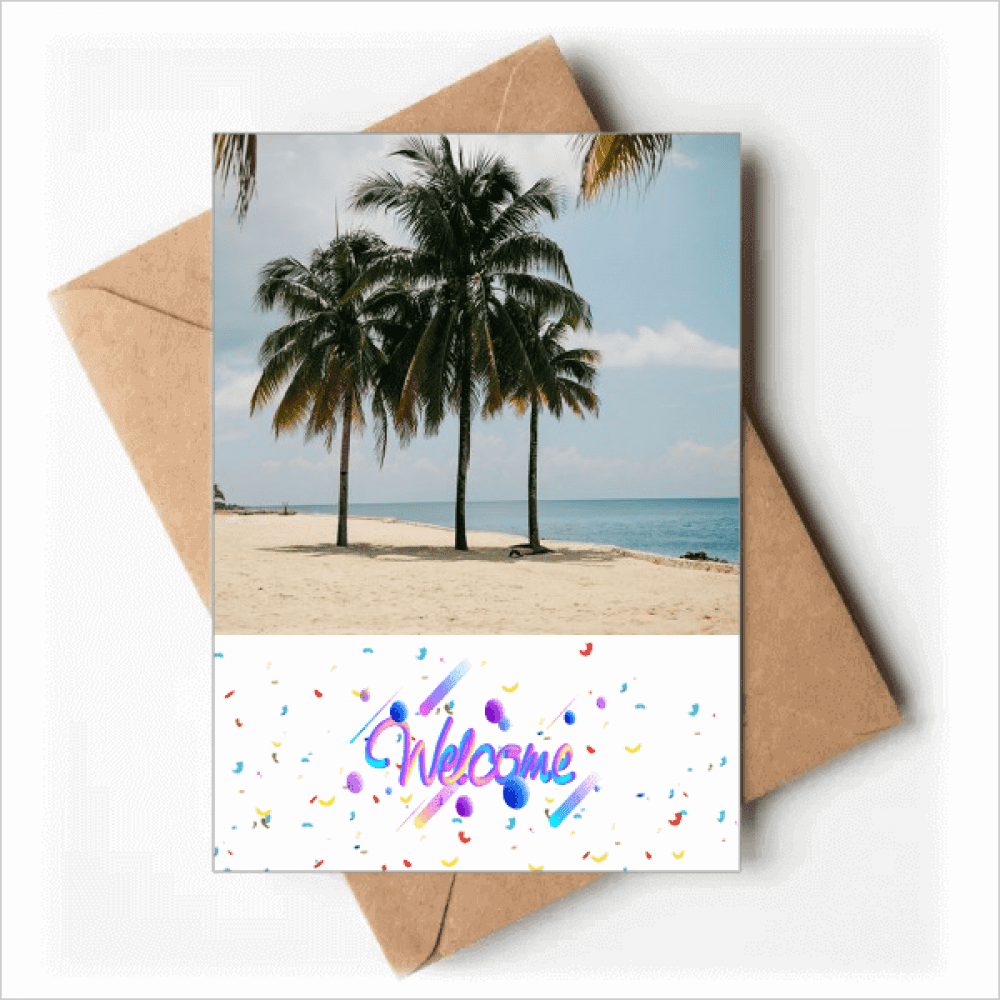 Ocean Sand Beach Sea Tree Picture Welcome Back Greeting Cards Envelopes ...
