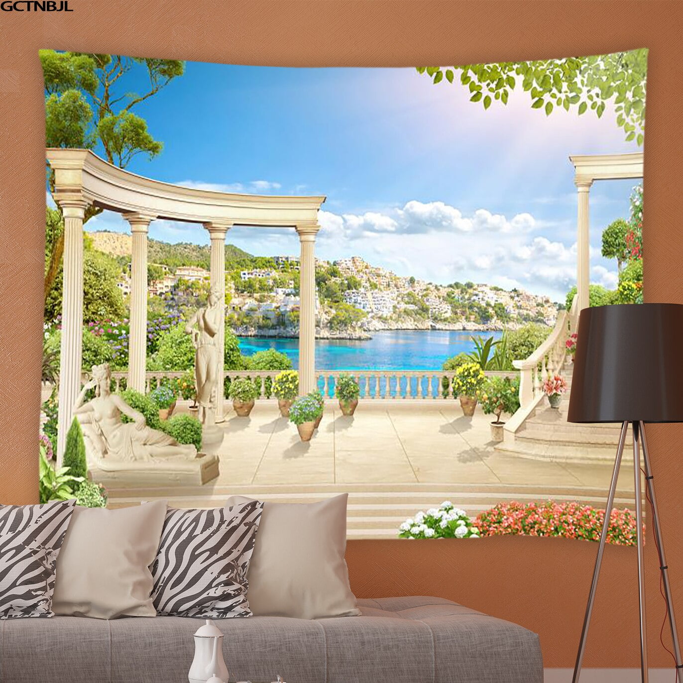 Ocean Scenery Wall Hanging Tapestry Mediterranean Landscape Living Room ...