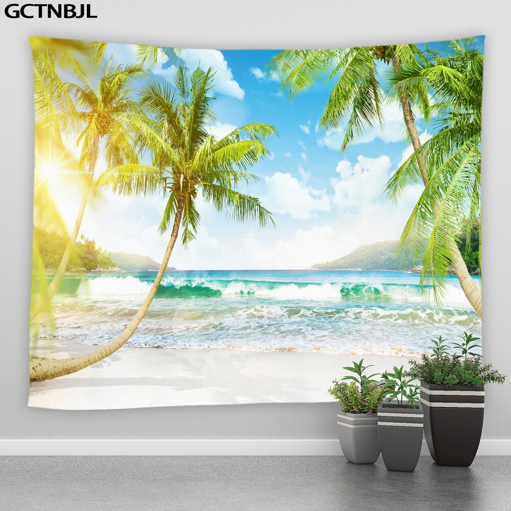 Ocean Scenery Wall Hanging Tapestry Sea Wave Sunlight Beach Landscape ...