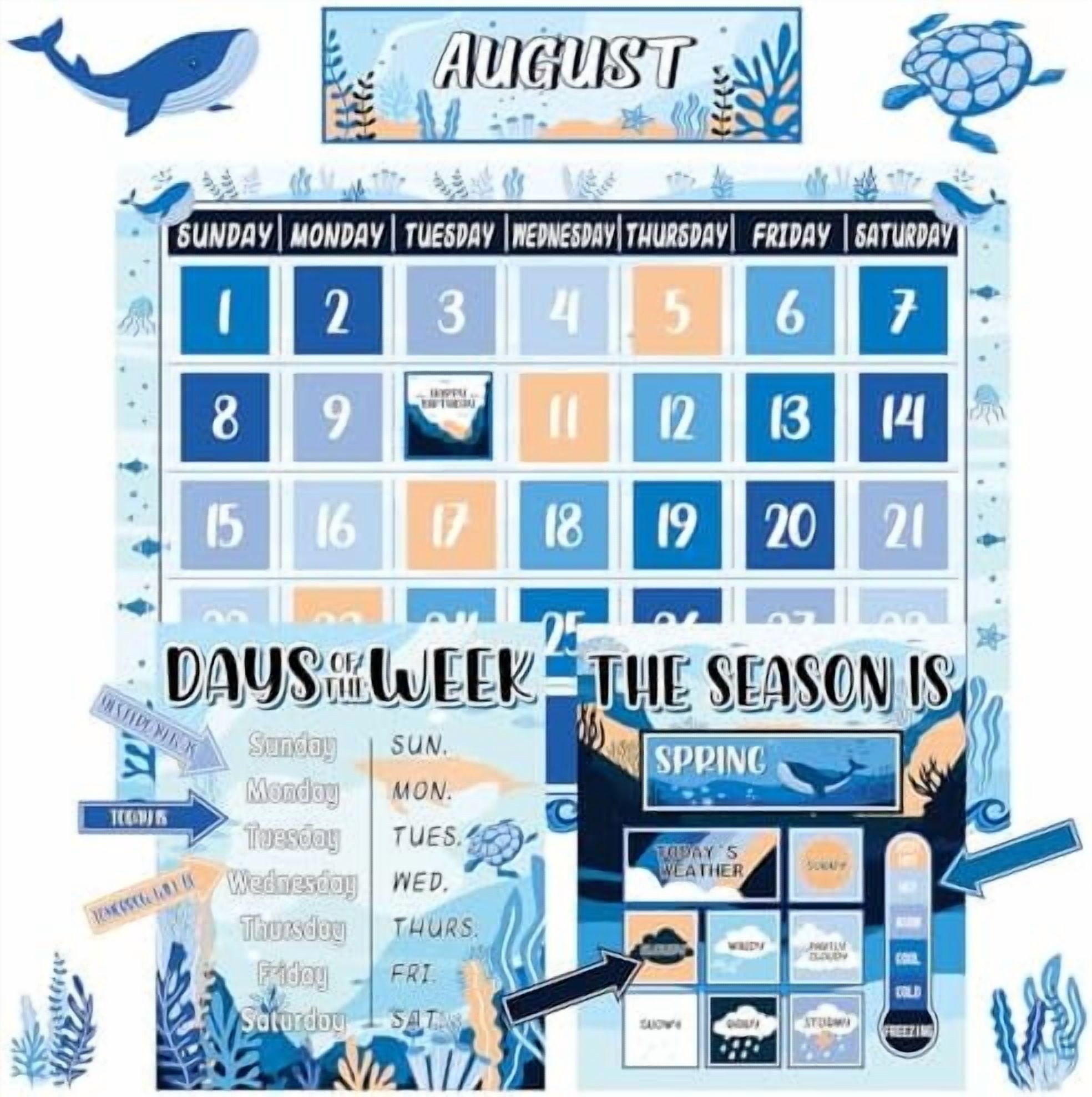 Ocean Sea Calendar Bulletin Board Set for Classroom Decoration Sea ...