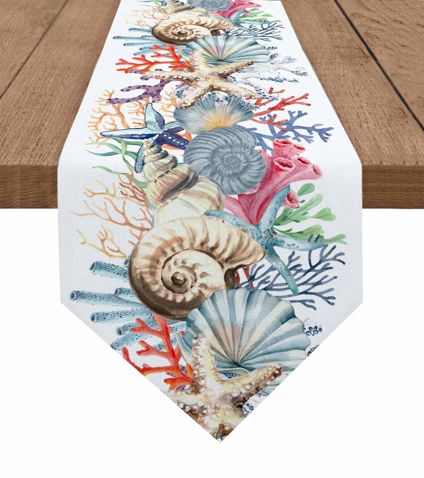 Ocean Sea Cotton and Linen Triangle Table Runners 60 In, Dresser ...