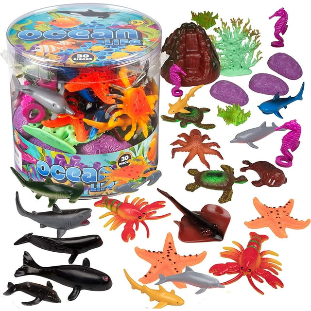 Ocean Sea Creature Action Figures - 30 Pieces, 18 Unique Sculpts- Giant ...