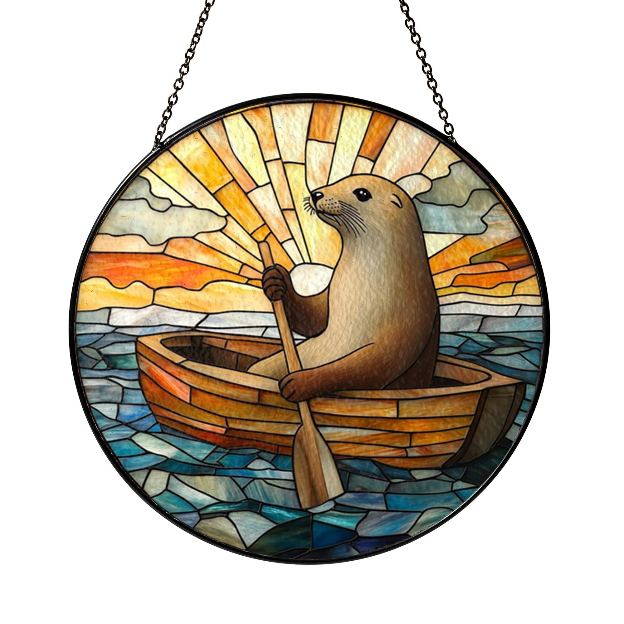 Ocean Sea Lion Round Window Hanging Art2101 - Walmart.com