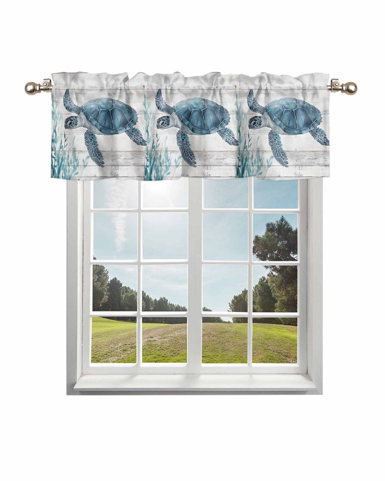 Ocean Sea Turtle Curtain Valance for Windows/Living Room/Kitchen ...