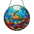 Ocean Sea Turtle Glass Suncatcher Panel, Stained Glass Style Coral Reef ...