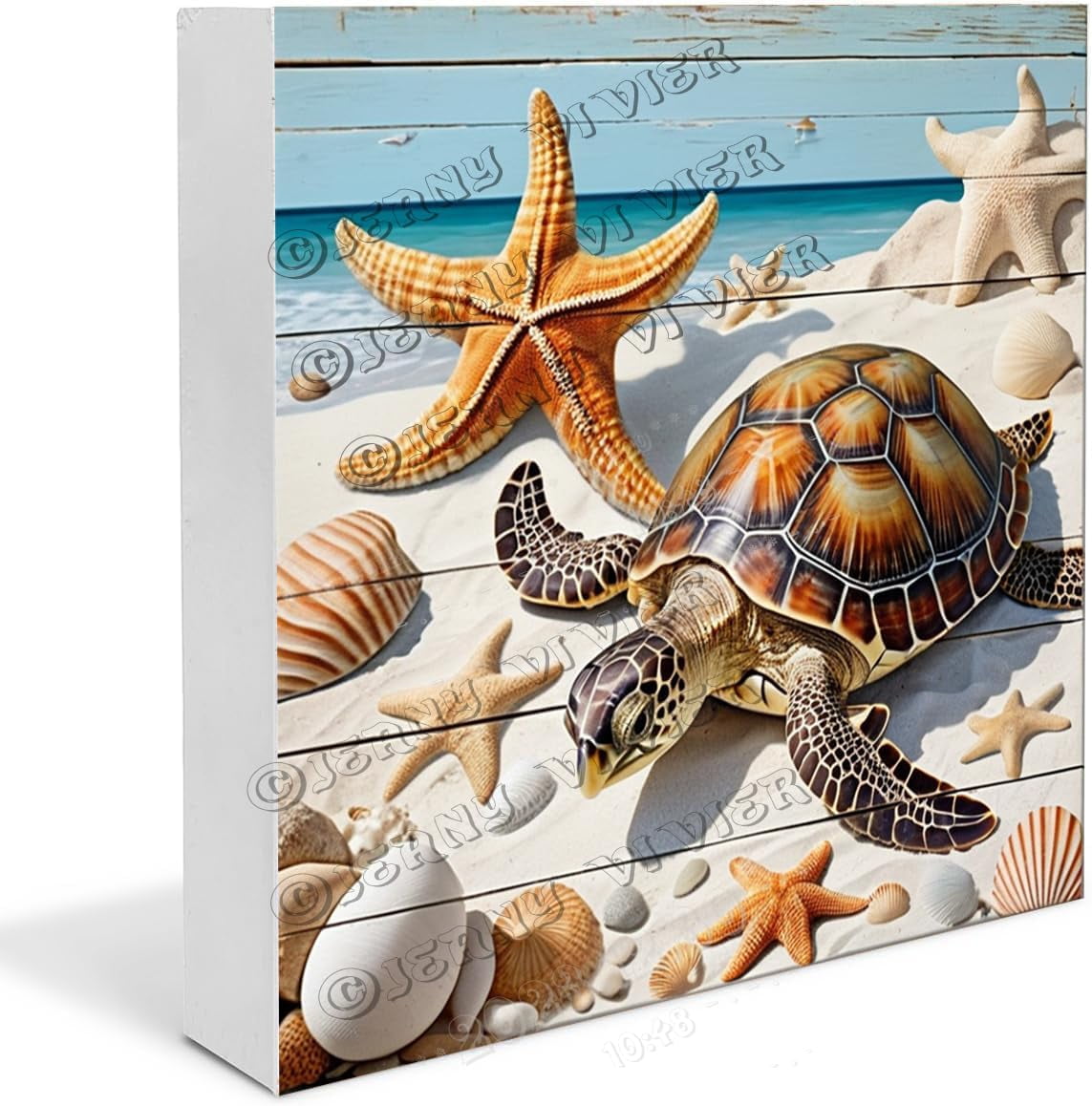 Ocean Sea Turtles Starfish Beach Wooden Box Sign Funny Beach Themed ...