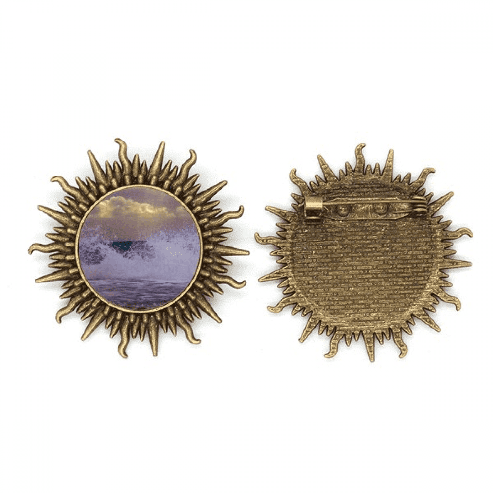 Ocean Sea Wave Spray Science Nature Picture Metall Sonne Brosche Haken ...