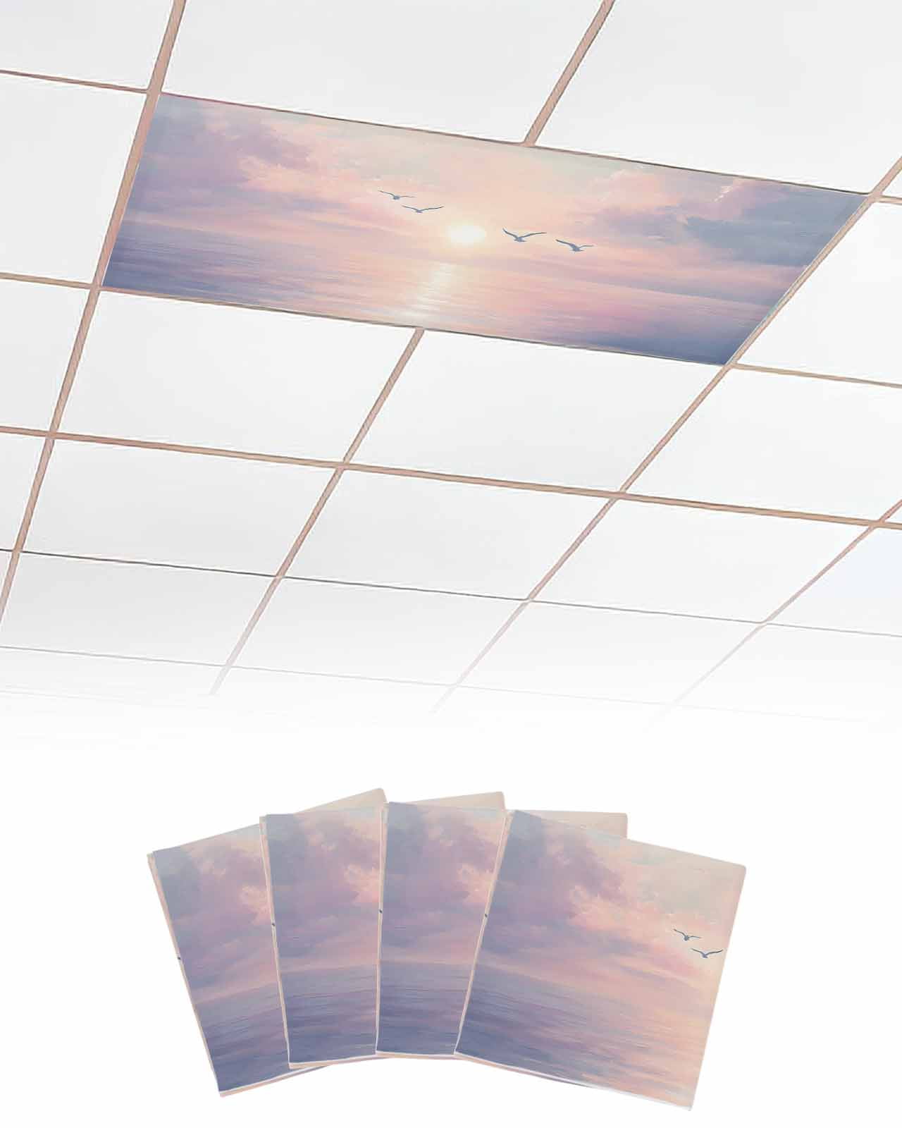Ocean Seagull Fluorescent Light Covers for Ceiling Lights 4x2 feet,4 ...