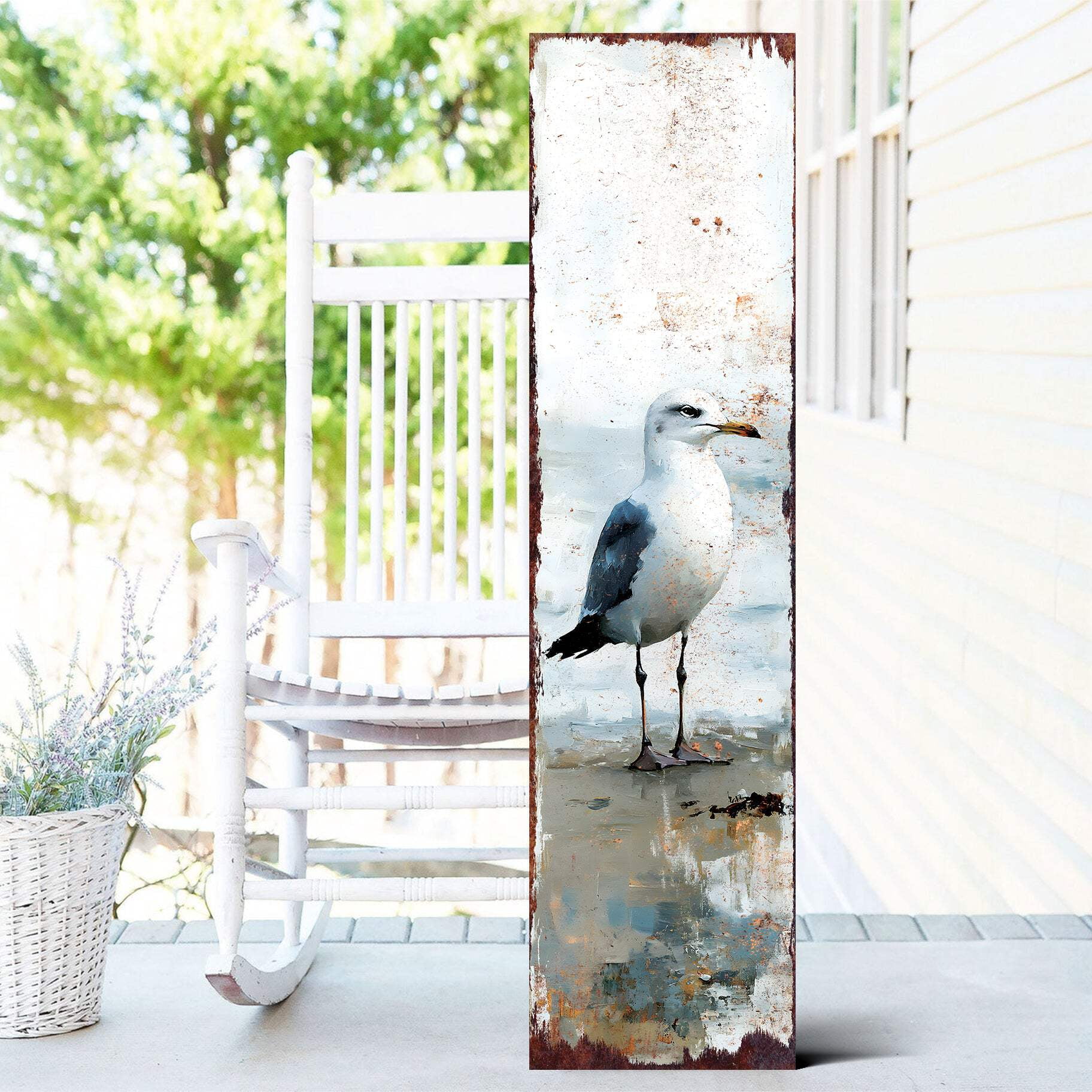 Ocean Seagull Porch Sign | Wooden Entryway Decor | UV Print | Front ...