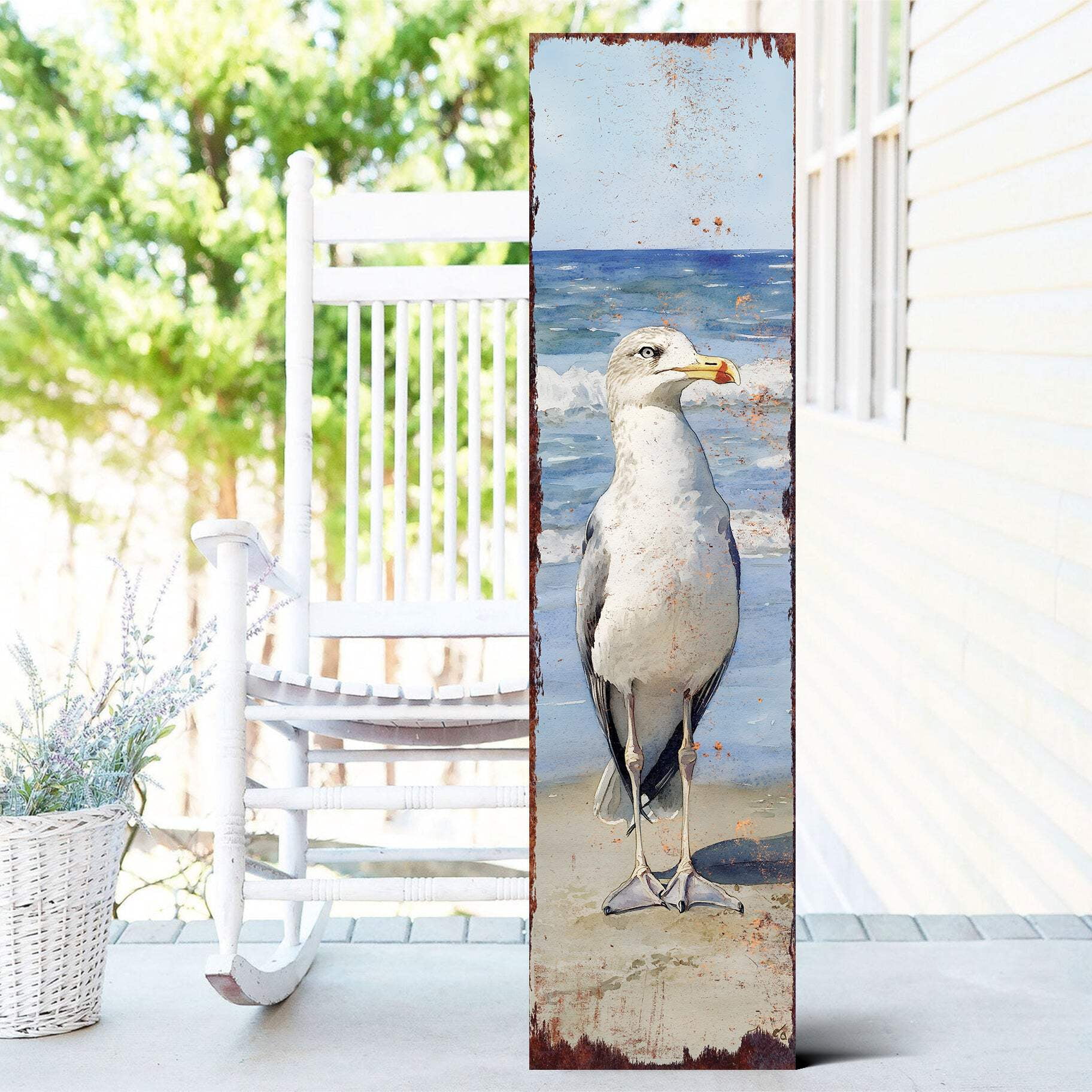 Ocean Seagull Porch Sign | Wooden Entryway Decor | UV Print | Front ...