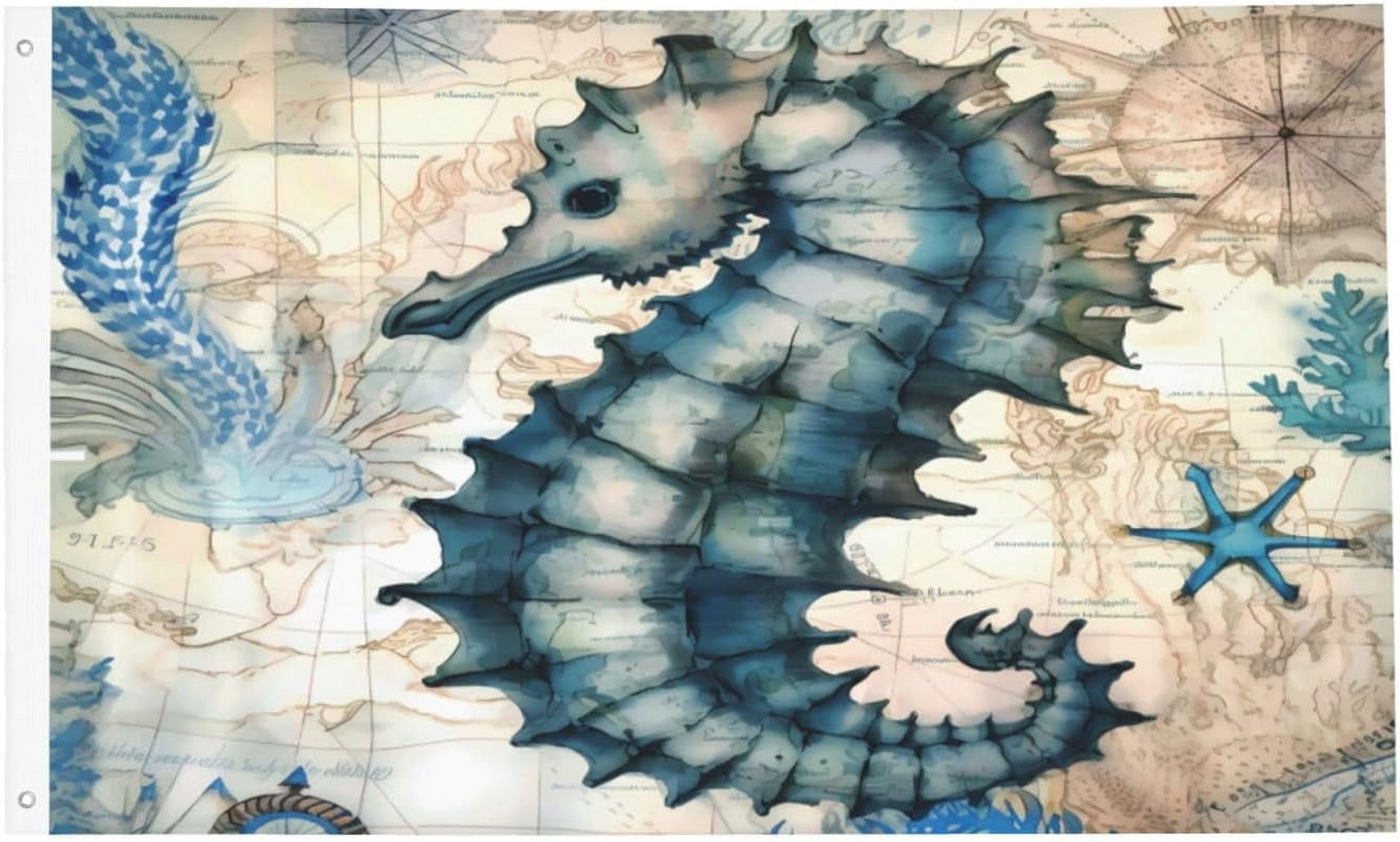 Ocean Seahorse Starfish Flag Double Sided Outside Large Banner, Sea ...