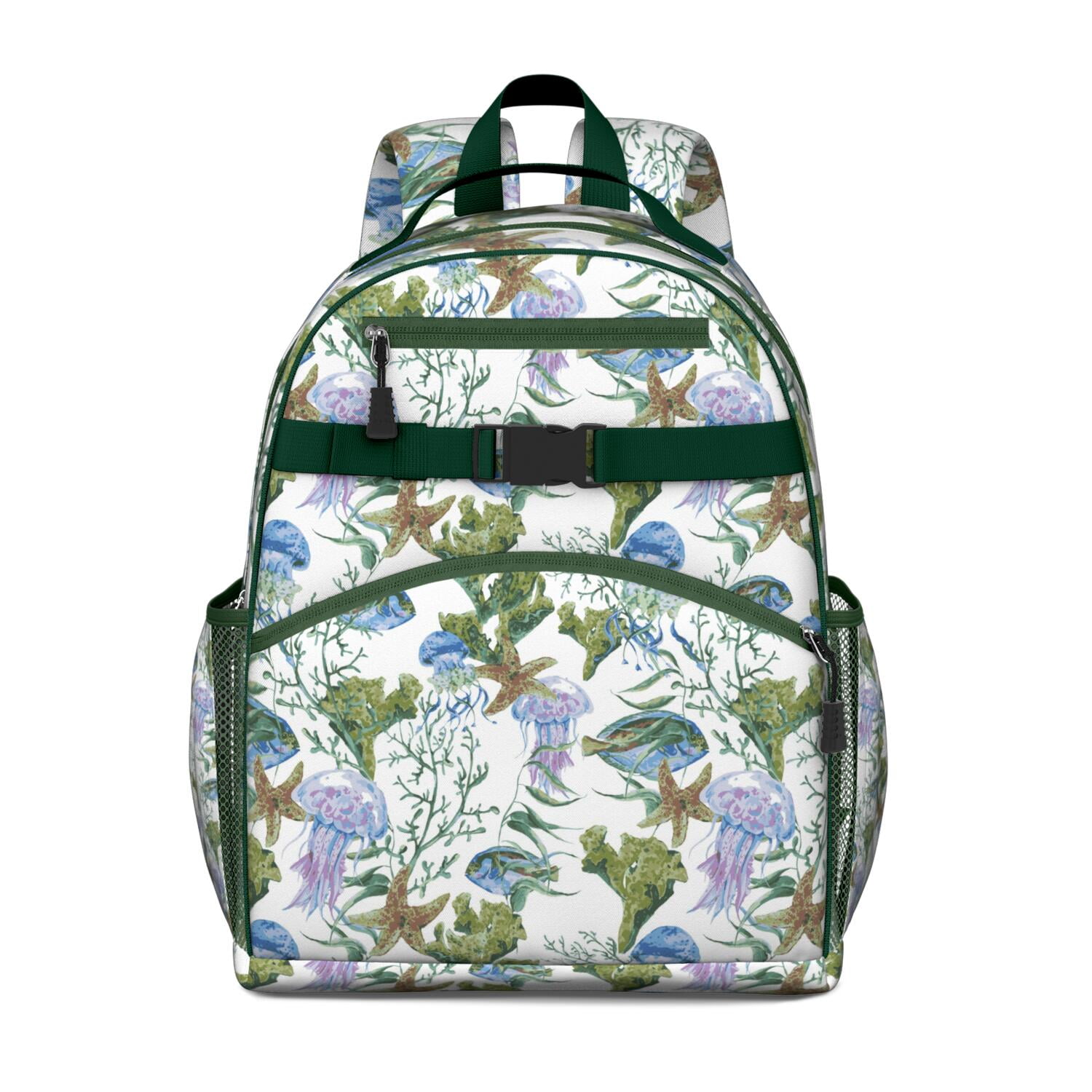 Ocean Seahorse Students Backpack with Starfish, Fish, Tropical Coral ...