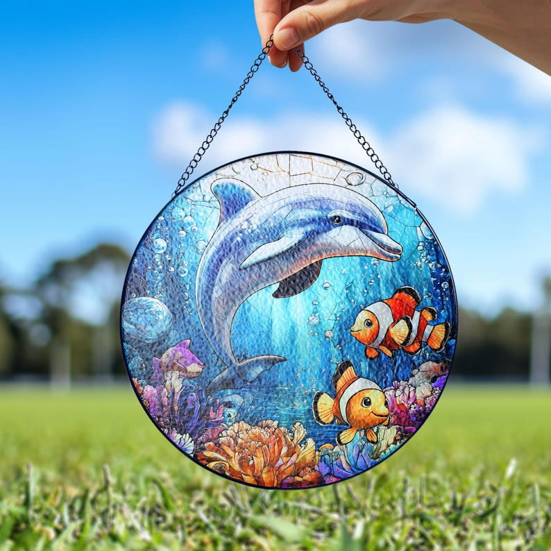 Ocean Seal Stained Glass Suncatcher, Ocean Wildlife Window Hanger ...