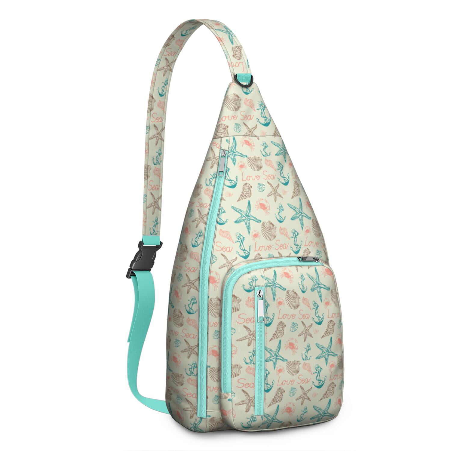 Ocean Seashell Crossbody Bag - Cute Spiral Shell & Sea Life Print ...