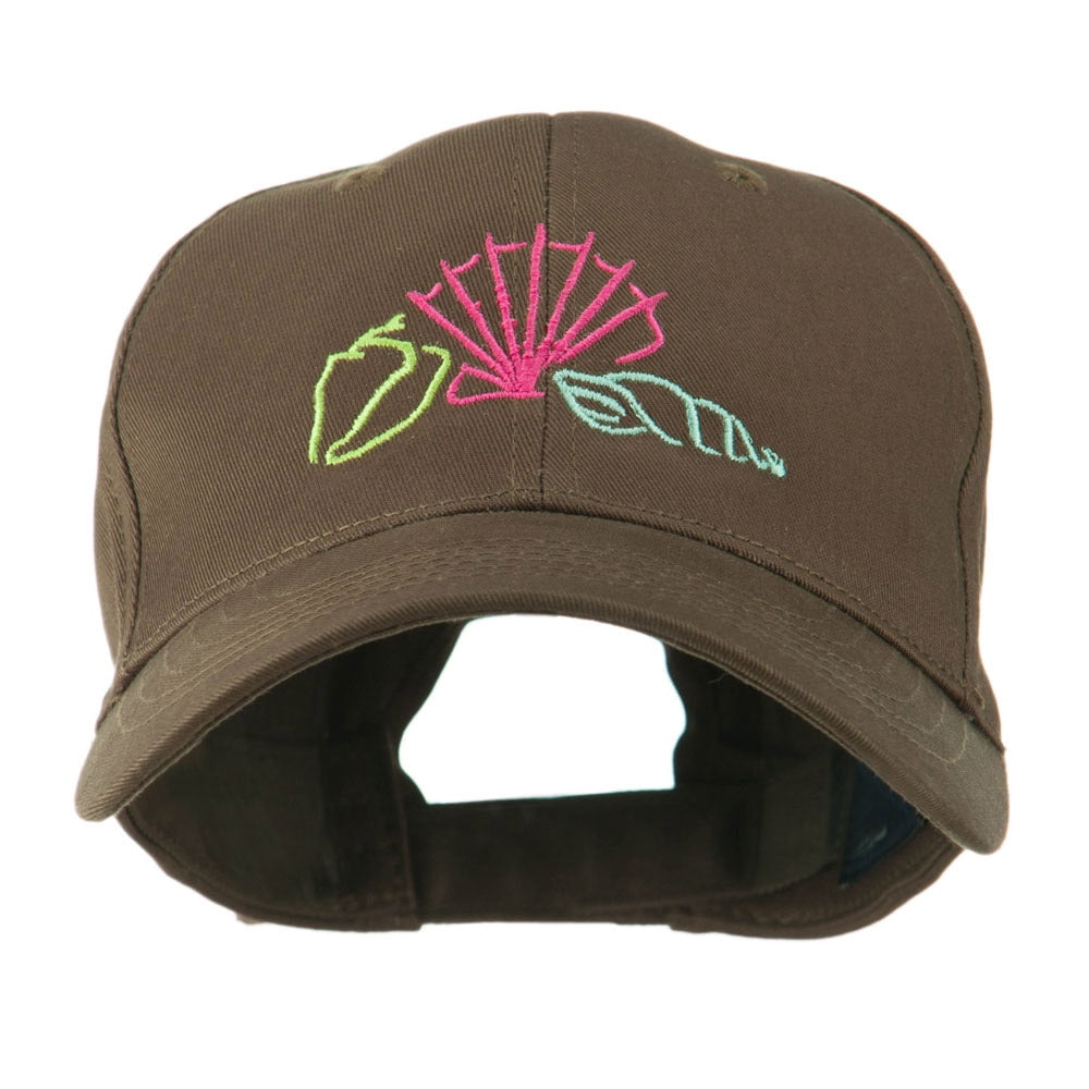 Ocean Seashells Embroidered Cap - Brown OSFM - Walmart.com