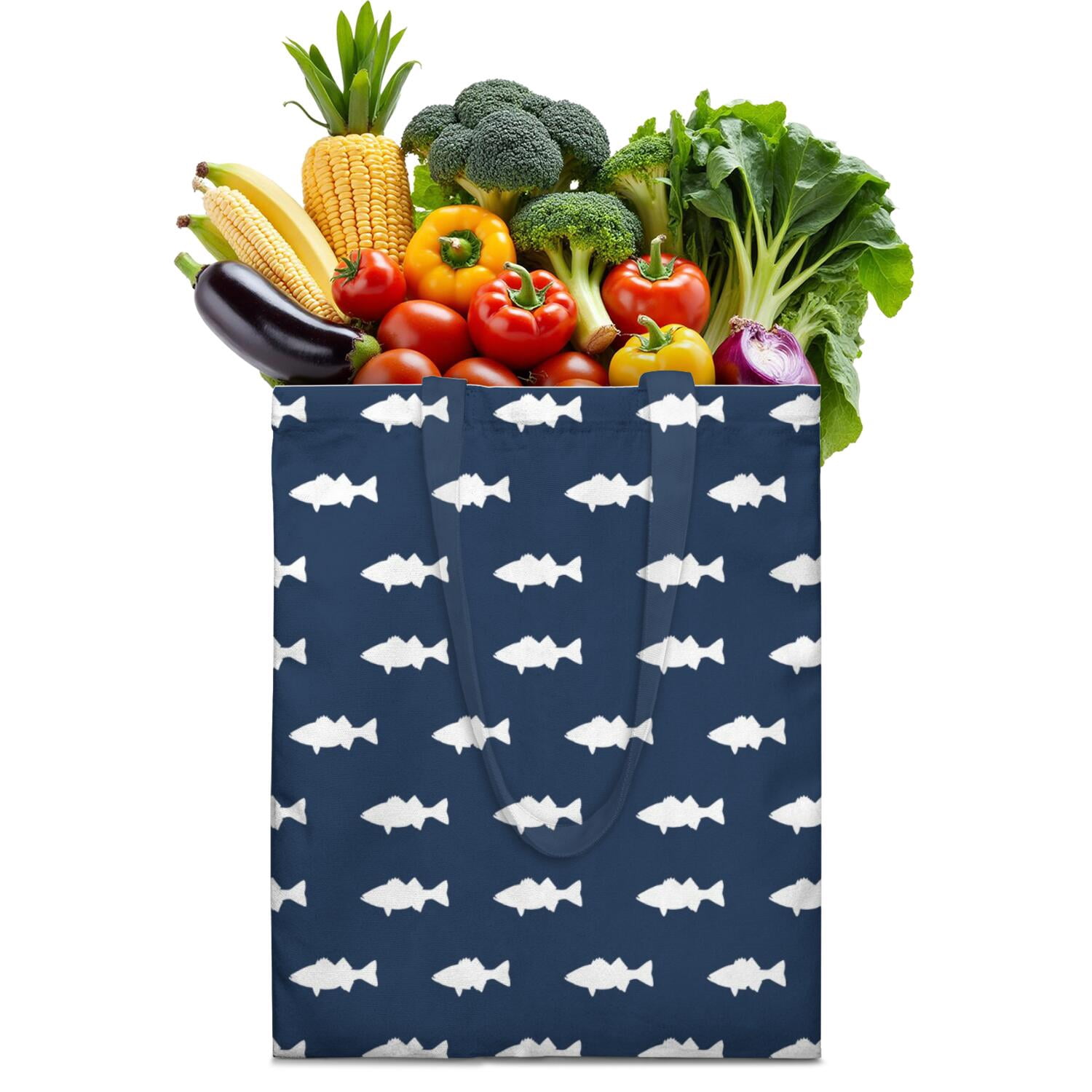 Ocean Seaside Canvas Tote Bag with Tropical Fish and Nautical Marine ...