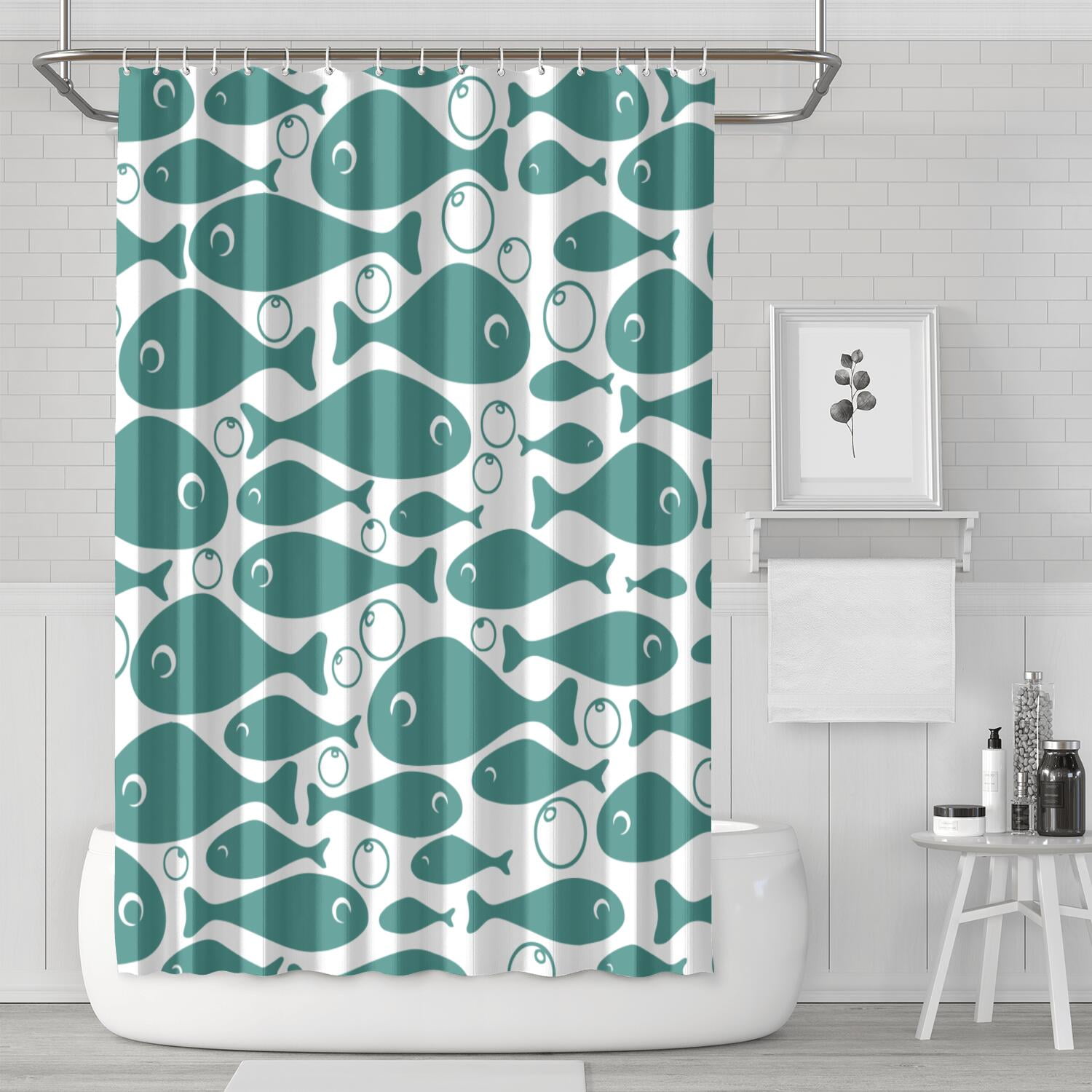 Ocean Series Shower Curtain - Reusable Sea Horse & Coral Reef Print ...