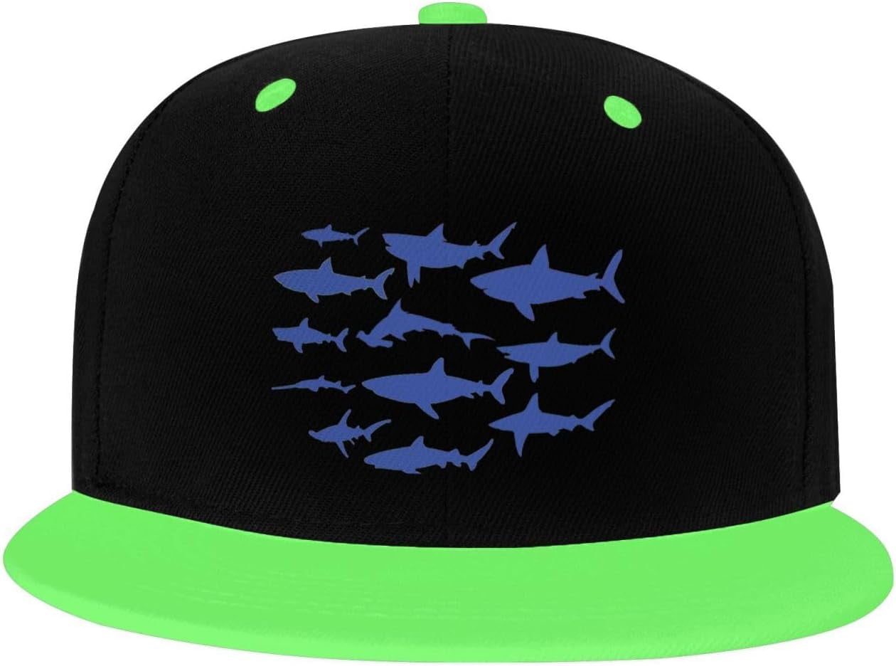 Ocean Shark Floral Sea Fish Hat Classic Snapback Hat Hip Hop Flat Bill ...