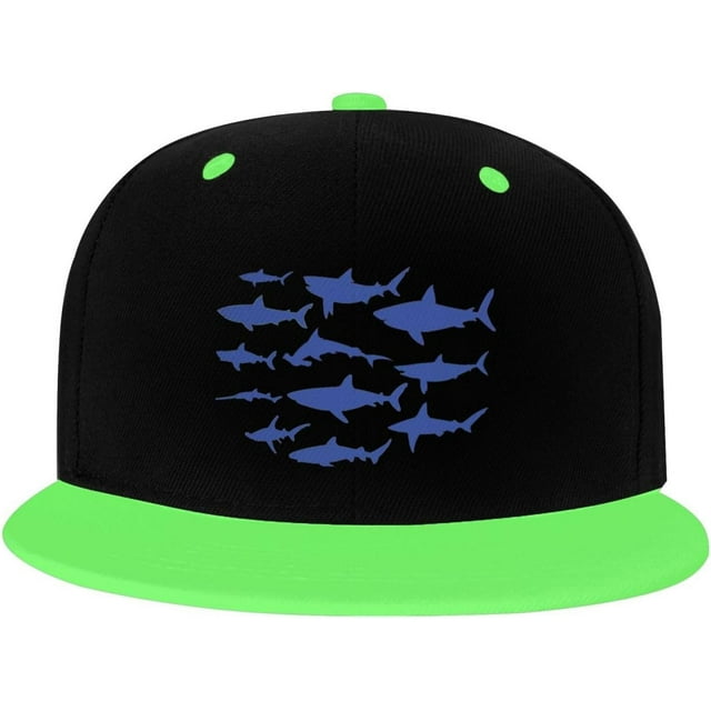 Ocean Shark Floral Sea Fish Hat Classic Snapback Hat Hip Hop Flat Bill ...
