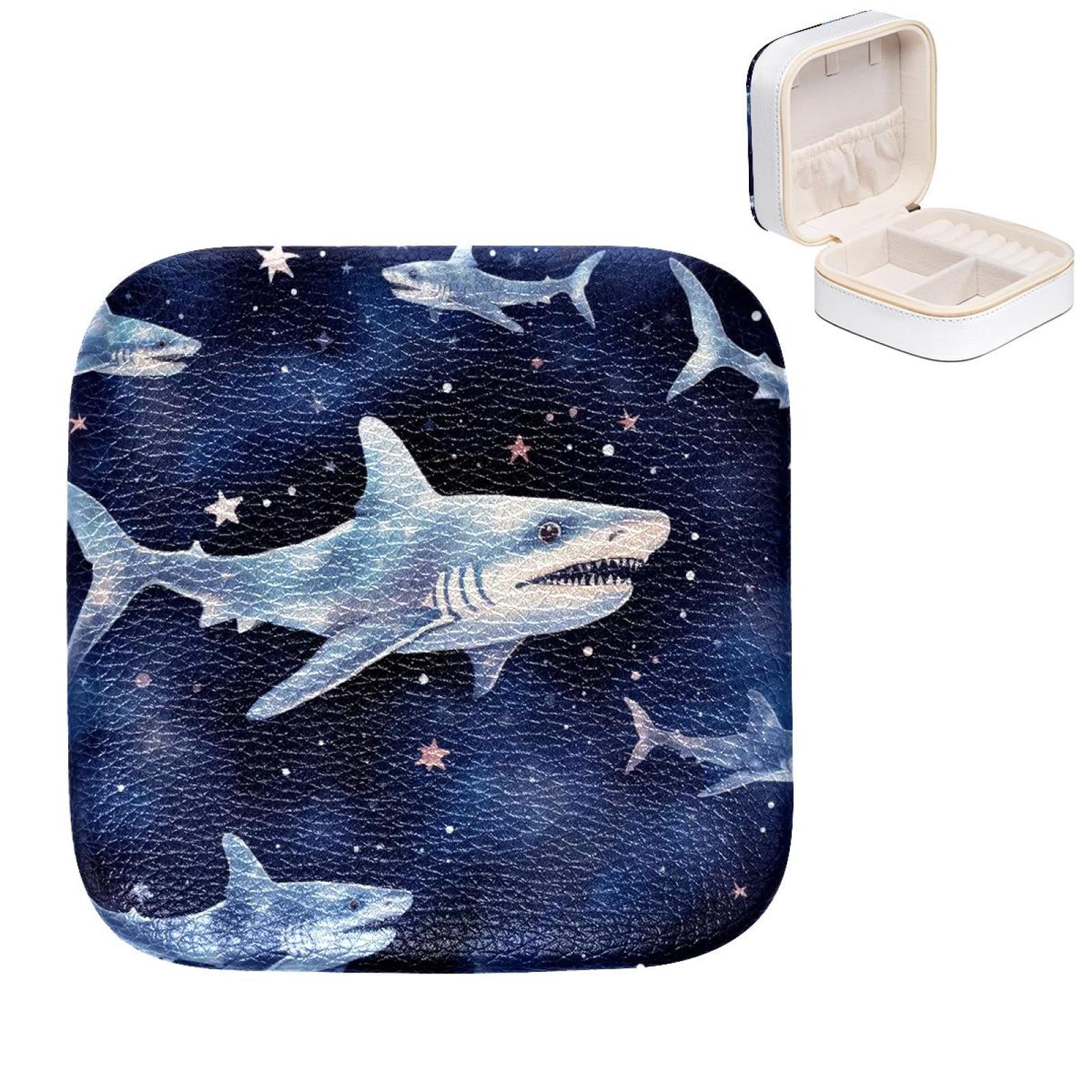 Ocean Shark Starry Sky Background Small Travel Jewelry Box, Mini ...