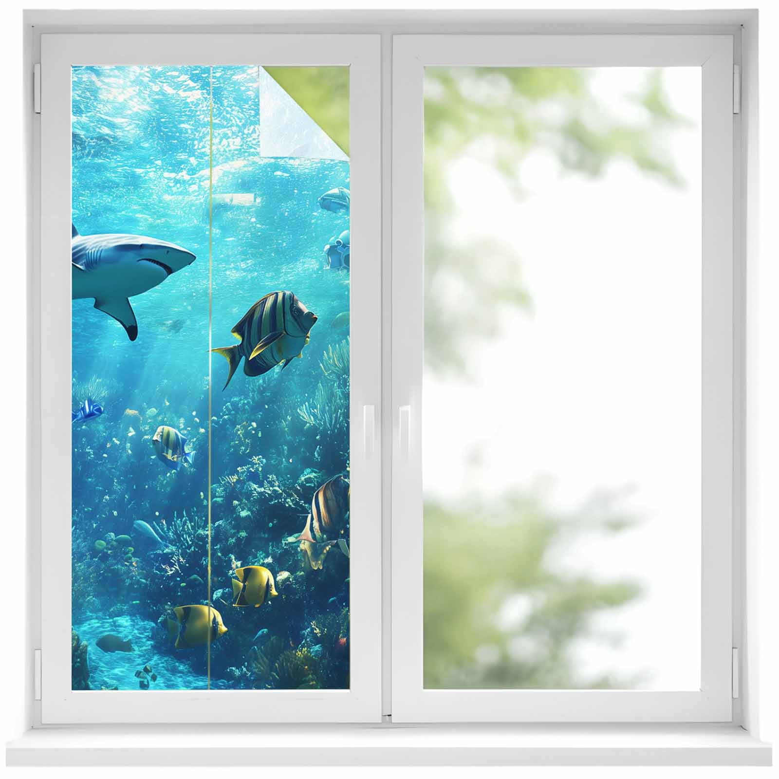 Ocean Shark Window Privacy Film Underwater World Coral Fish Summer ...