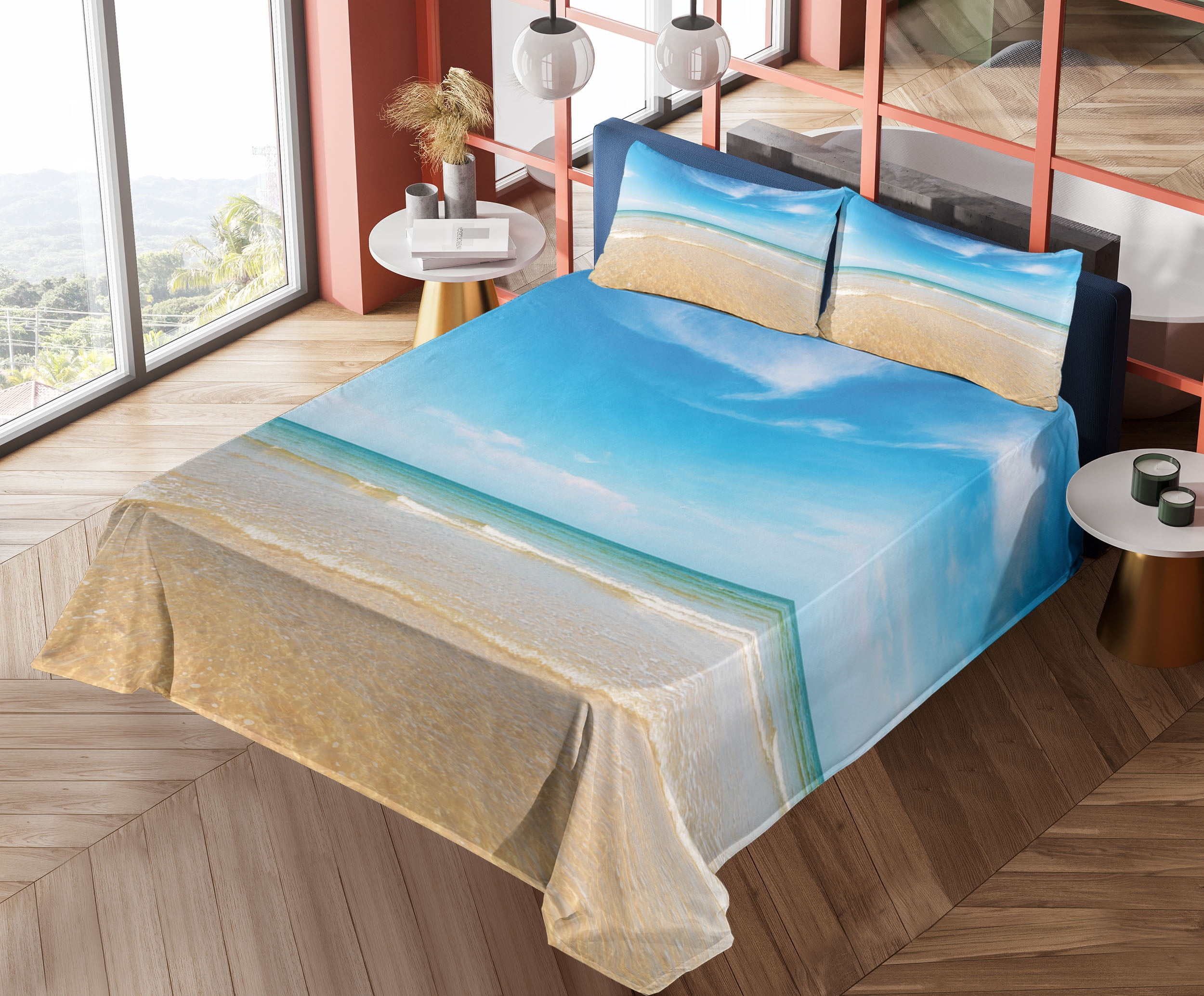 Ocean Sheet Set, Sea and Sky Landscape at Beach in Tropical Exotic ...