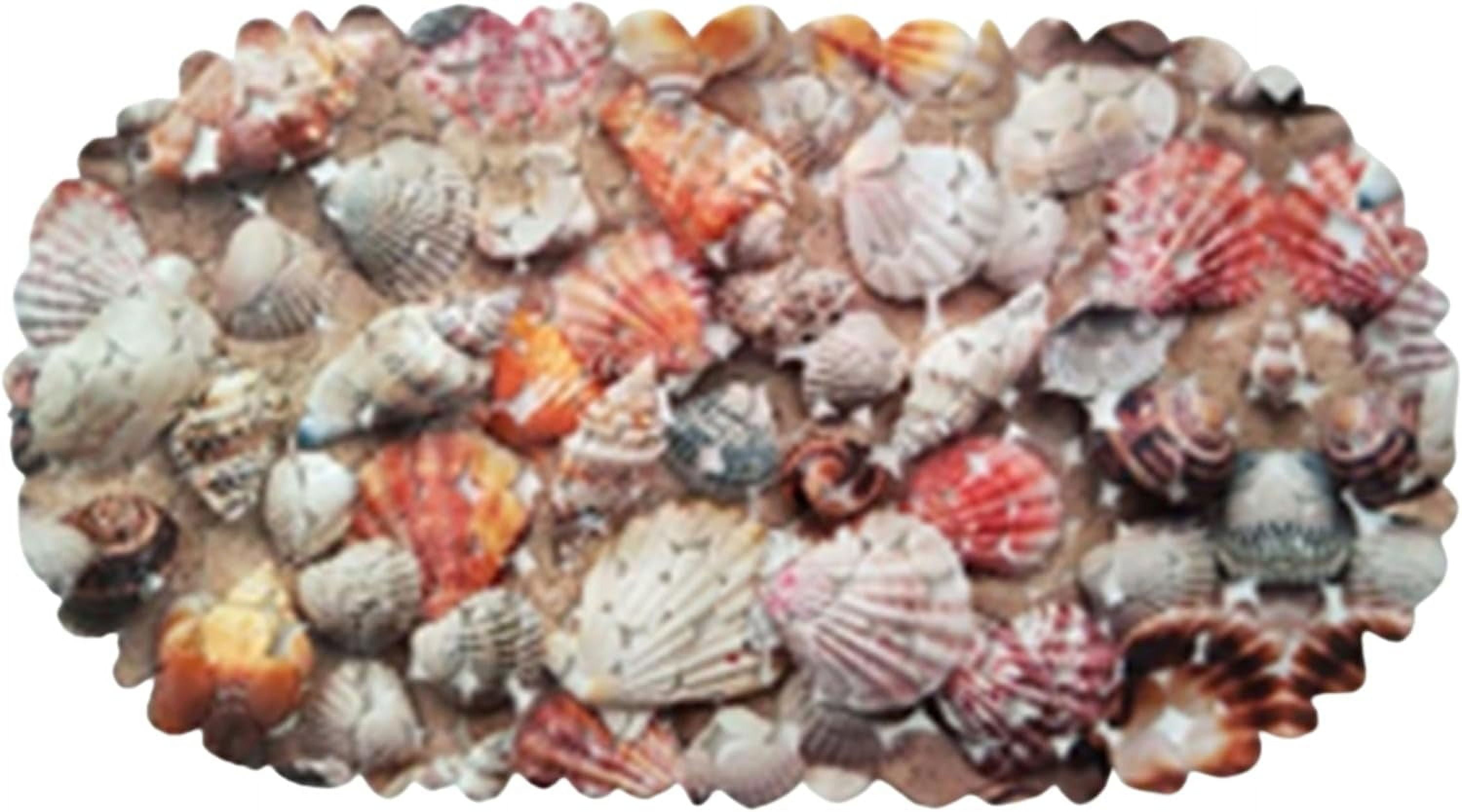 Ocean Shell Bath Mat for Shower Stall, Tub, -Anti Slip Suction Cup Back ...