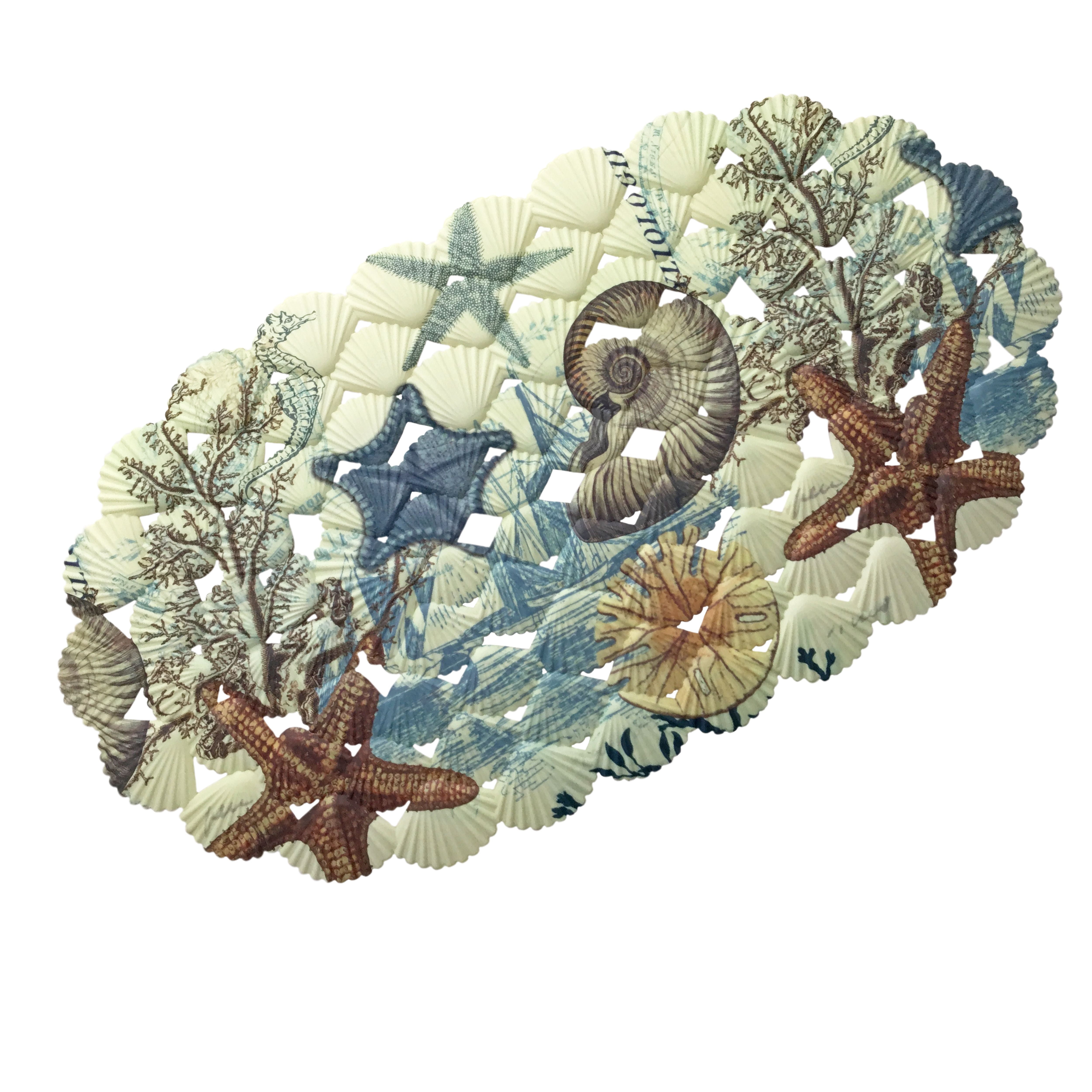 Ocean Shell Bath Mat for Shower Stall, Tub, Bathtub - Beach Starfish ...