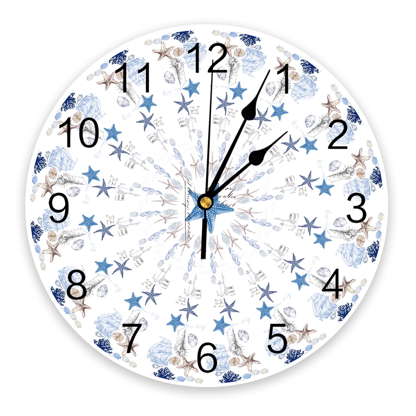 Ocean Shell Star Coral Wall Clock Modern Design Silent Wall Watch for ...