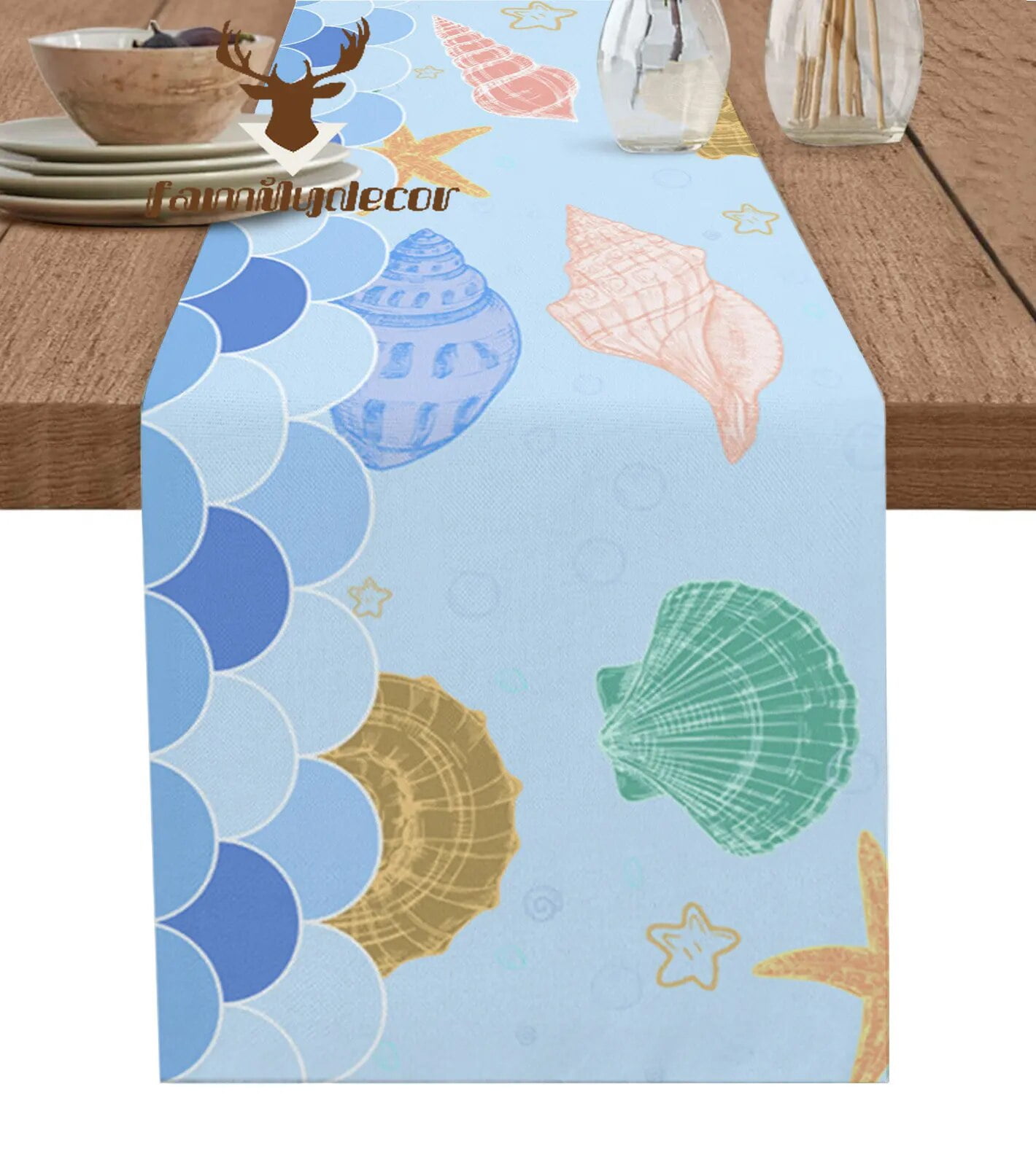 Ocean Shell Star Table Runner Home Wedding r Table Flag Mat Table ...