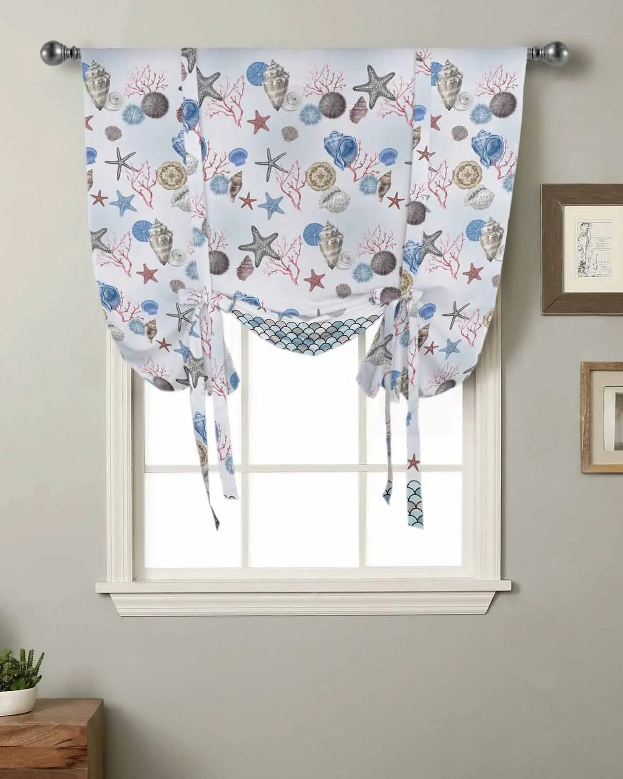 Ocean Shell StarFish Scales Window Curtain for Living Room Roman ...