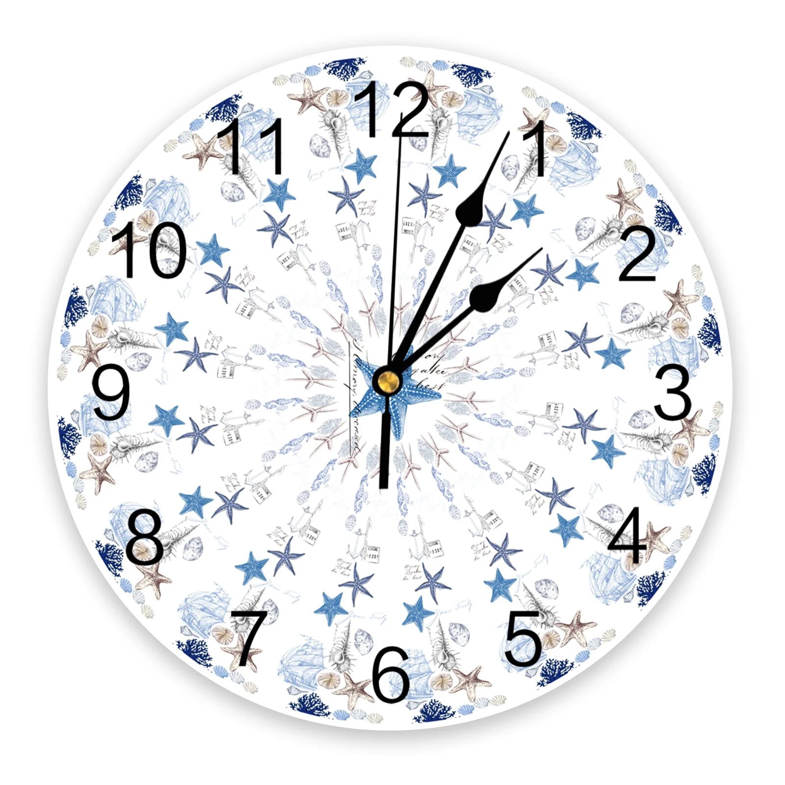 Ocean Shell Starfish Coral Clocks Wall Home Decor Modern Kitchen Room ...