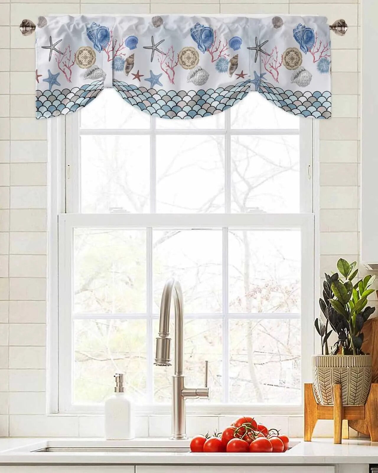 Ocean Shell Starfish Fish Scales Window Curtain Living Room Kitchen ...