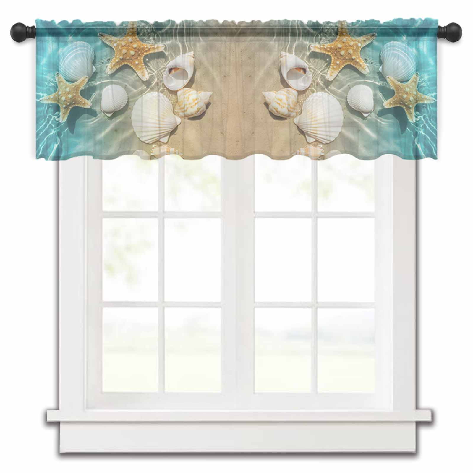 Ocean Shell Valance Curtains for Kitchen/Living Room/Bathroom/Bedroom ...