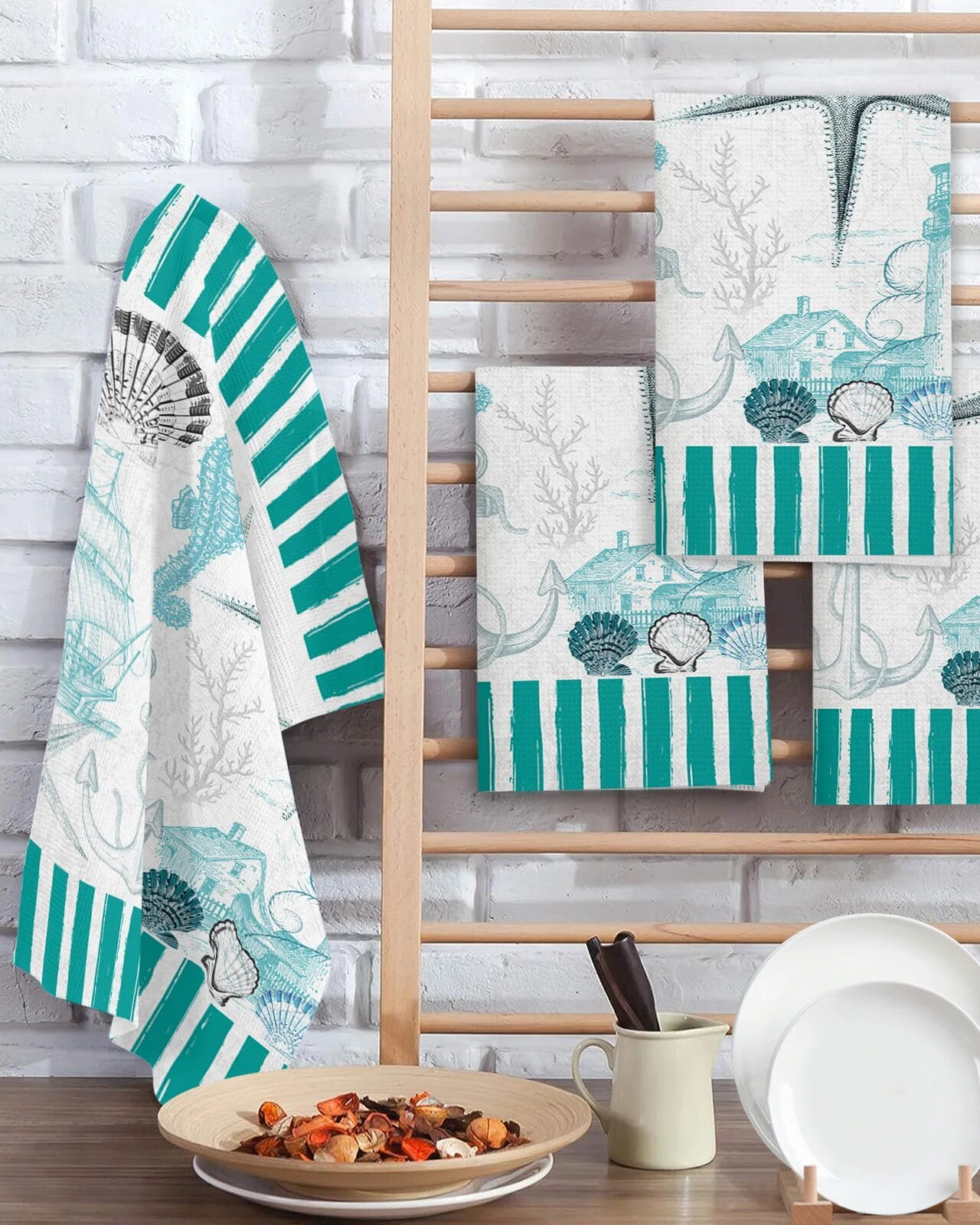 Ocean Shell Water Green Absorbent Rag Kitchen Cleaning Cloth Dish ...