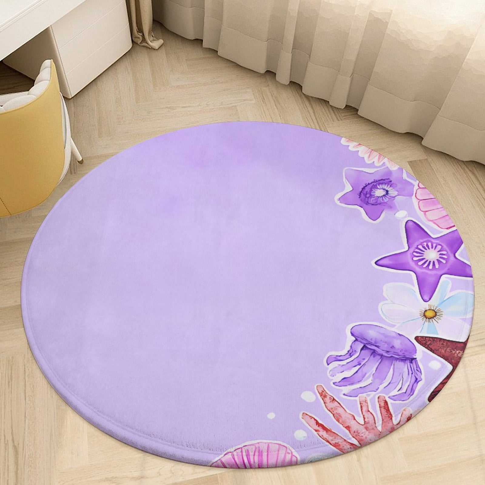 Ocean Shells And Starfish Round Area Rugs for Bedroom Living Room, 6FT ...
