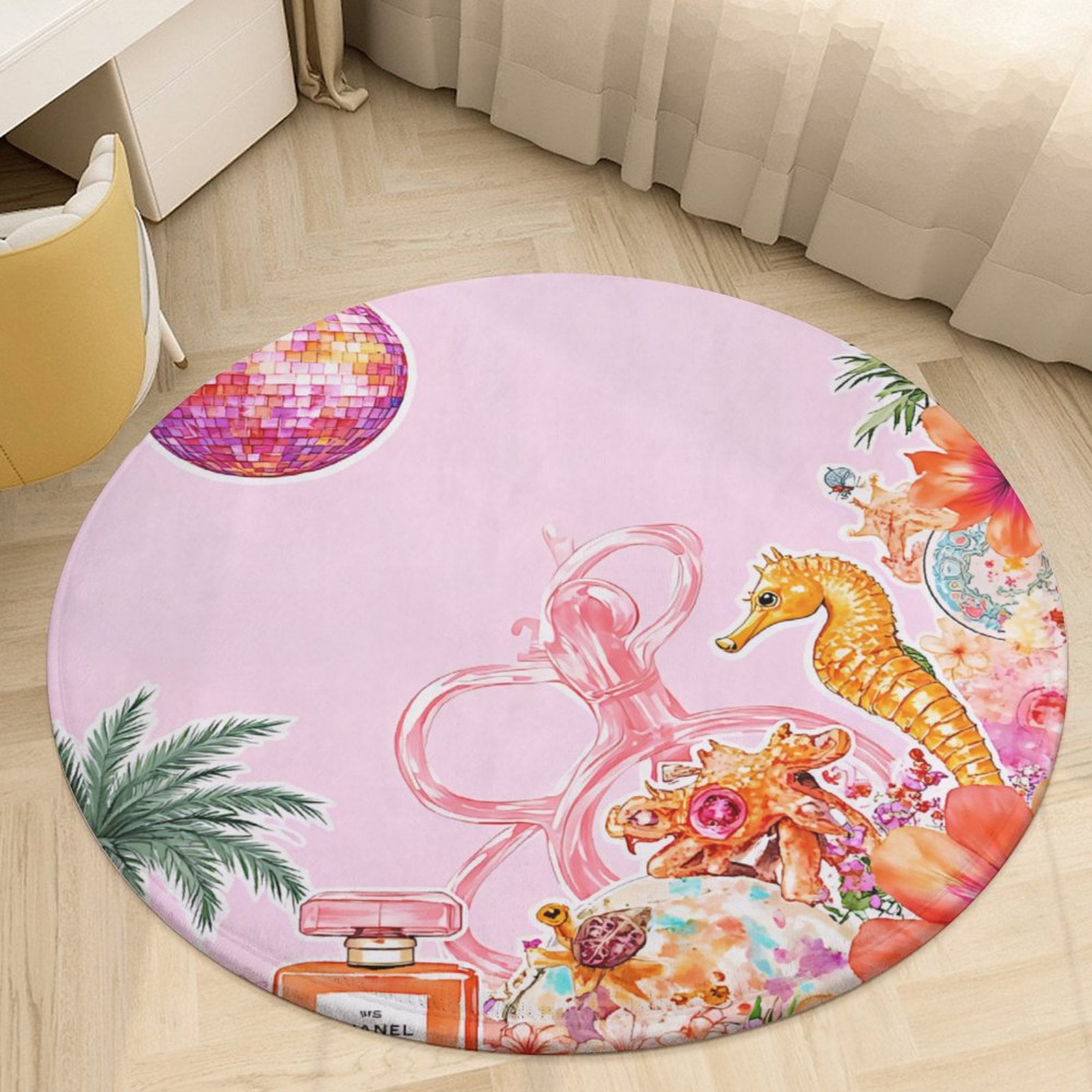 Ocean Shells And Starfish Round Area Rugs for Bedroom Living Room, 6FT ...
