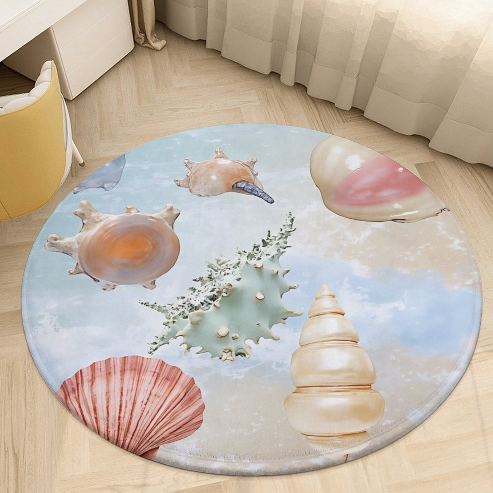 Ocean Shells And Starfish Round Area Rugs for Bedroom Living Room, 6FT ...