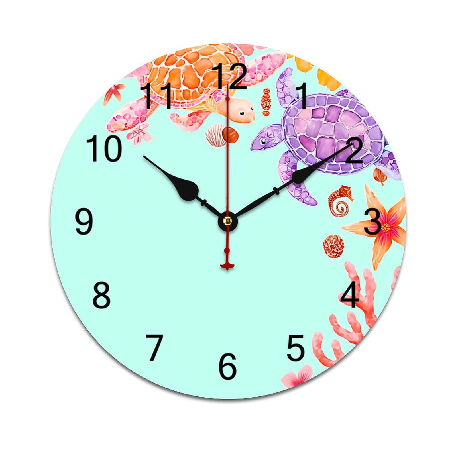 Ocean Shells And Starfish Time Decorative Wall Clocks Round Large Wall ...