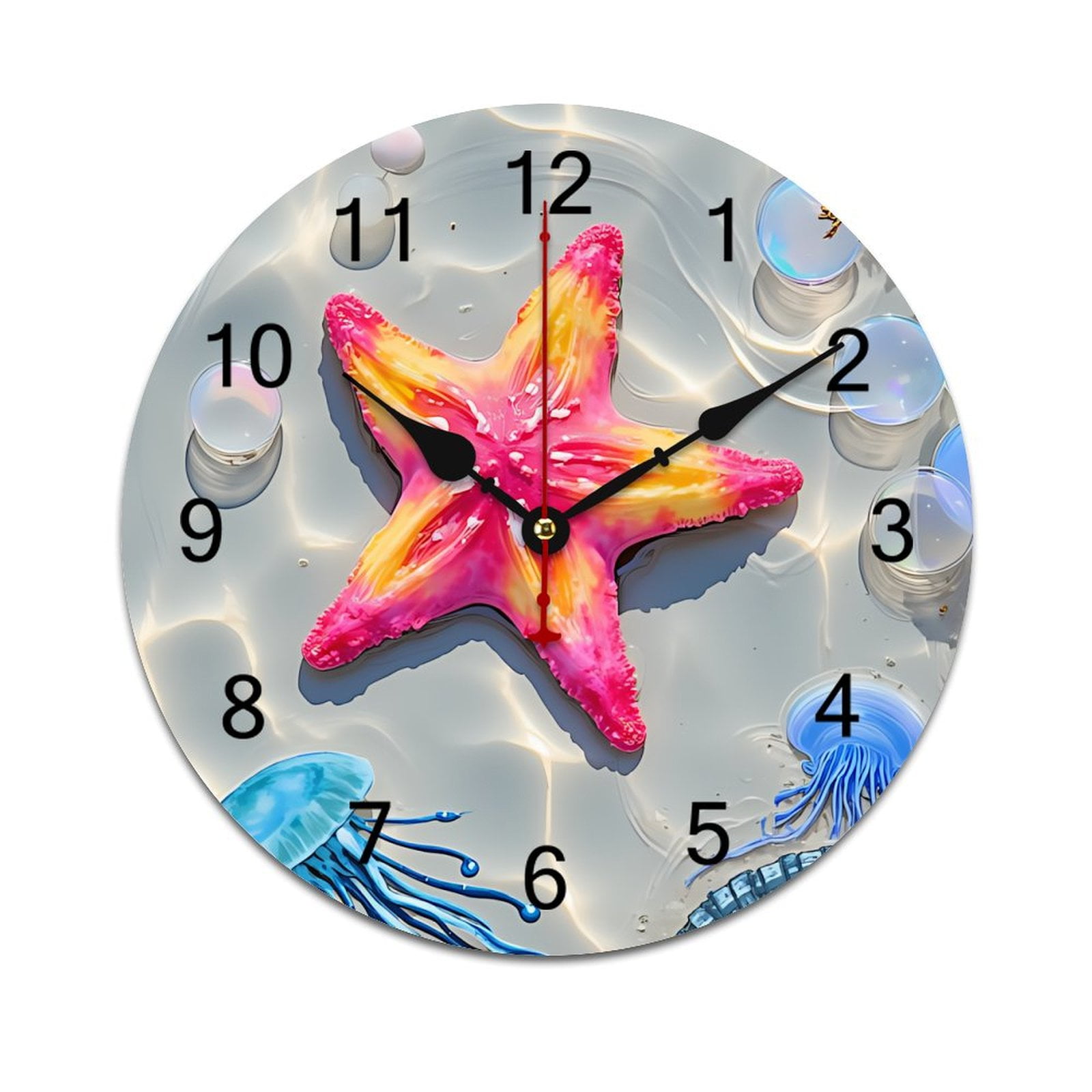 Ocean Shells And Starfish Word Saying Big Wall Clock Home Decor Art ...