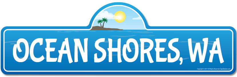 Ocean Shores WA Washington Beach Street Sign | Indoor/Outdoor | Surfer ...