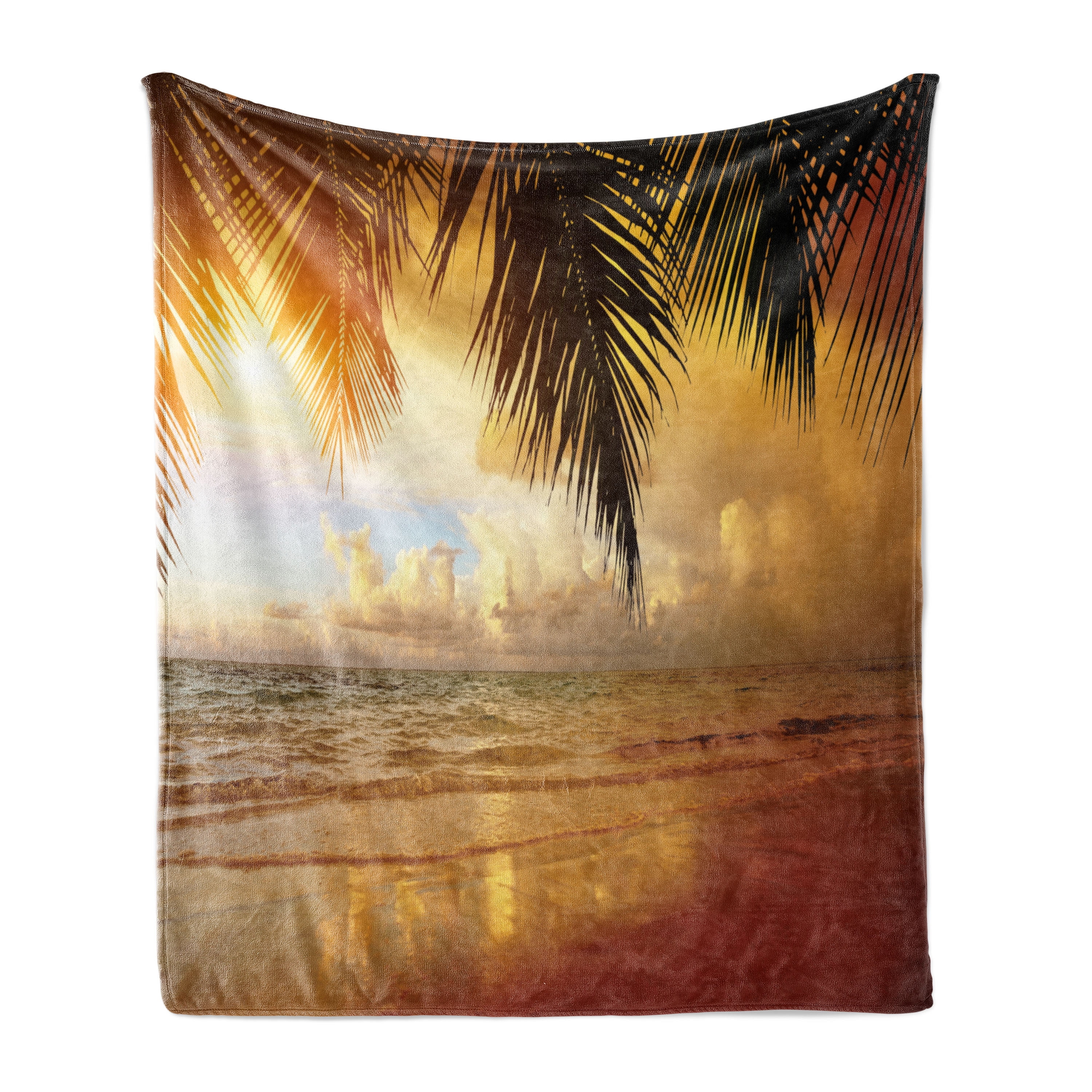 Ocean Soft Flannel Fleece Throw Blanket, Sunset on the Beach of ...