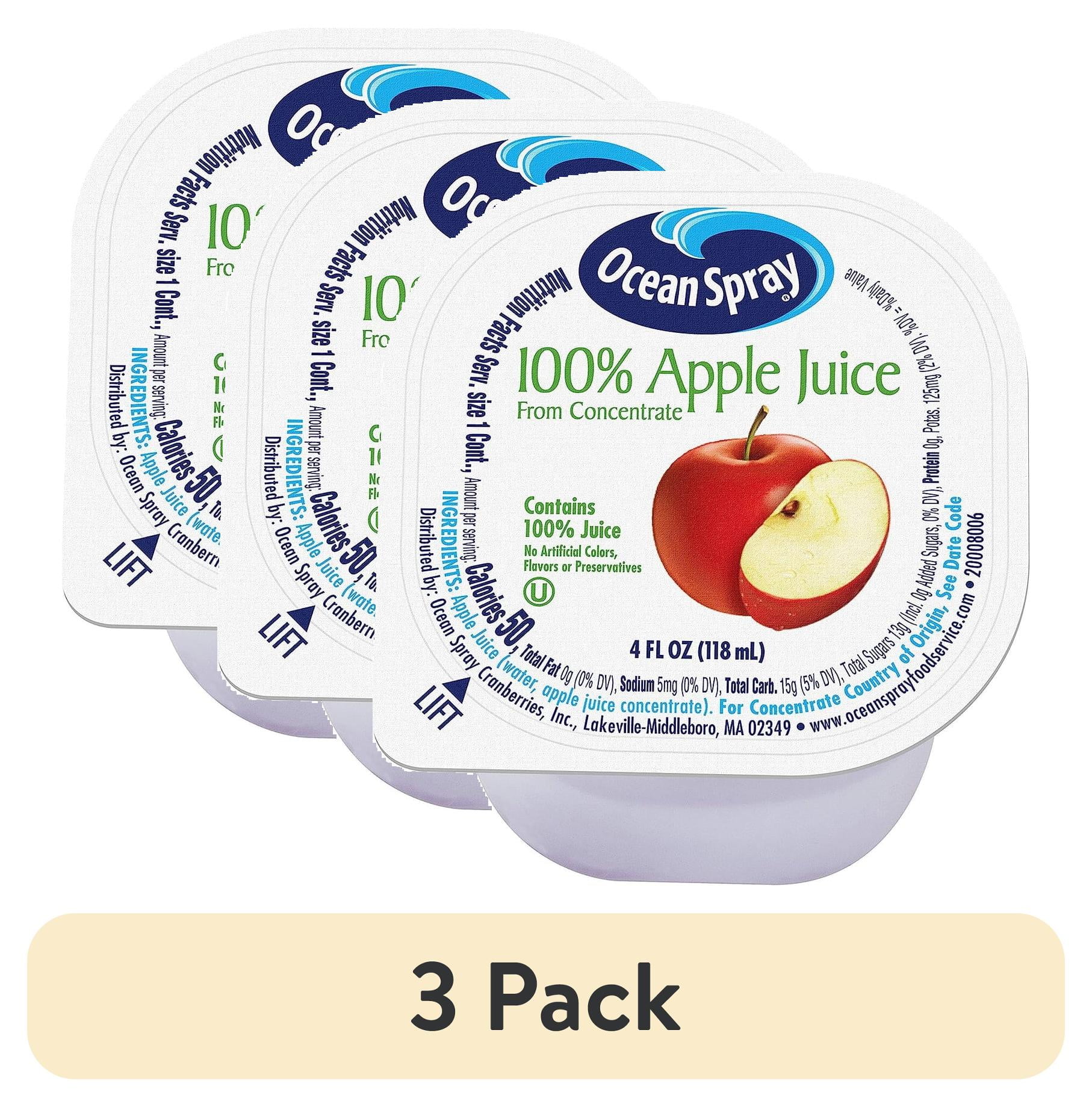 (3 pack) Ocean Spray Apple Juice 4 oz. 48 Count (00720) 307-00002 ...