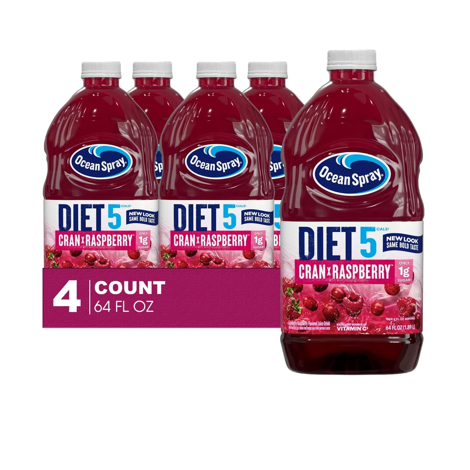 Ocean Spray 4-Pack Of Diet Cran Raspberry Juice Drink 64 Fl Oz Plastic ...