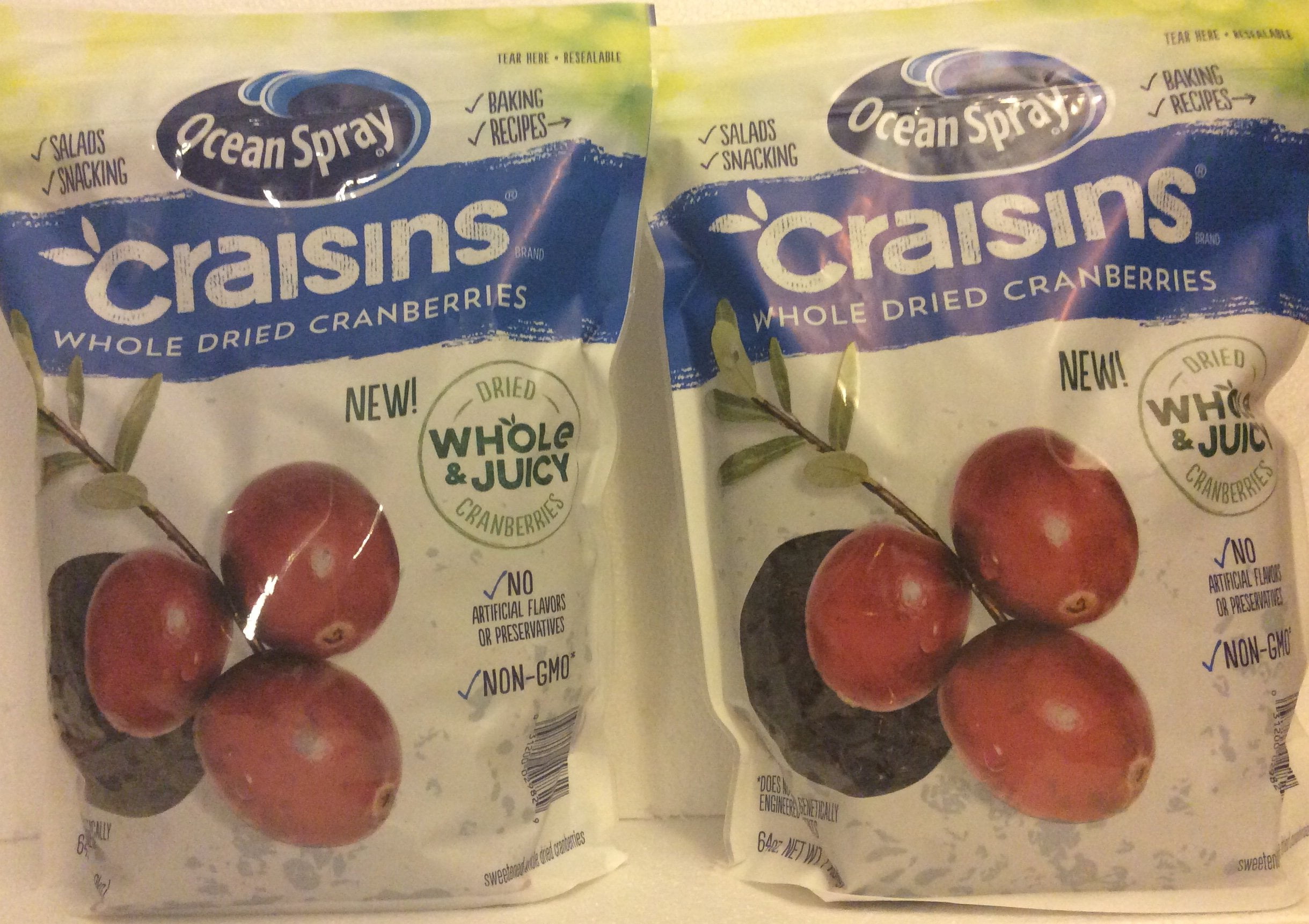 Ocean Spray Craisins ( 2 PACK SUPER SAVER ) Whole & Juicy Dried ...