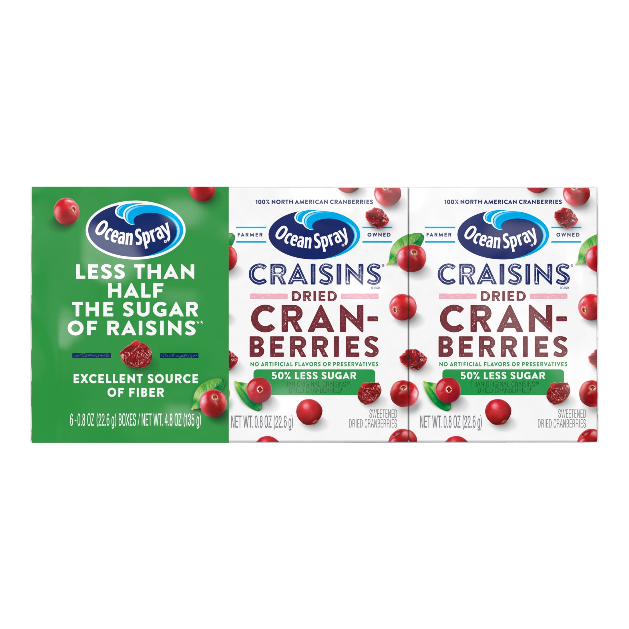 Ocean Spray® Craisins®, 50% Less Sugar Dried Cranberries, Dried Fruit ...