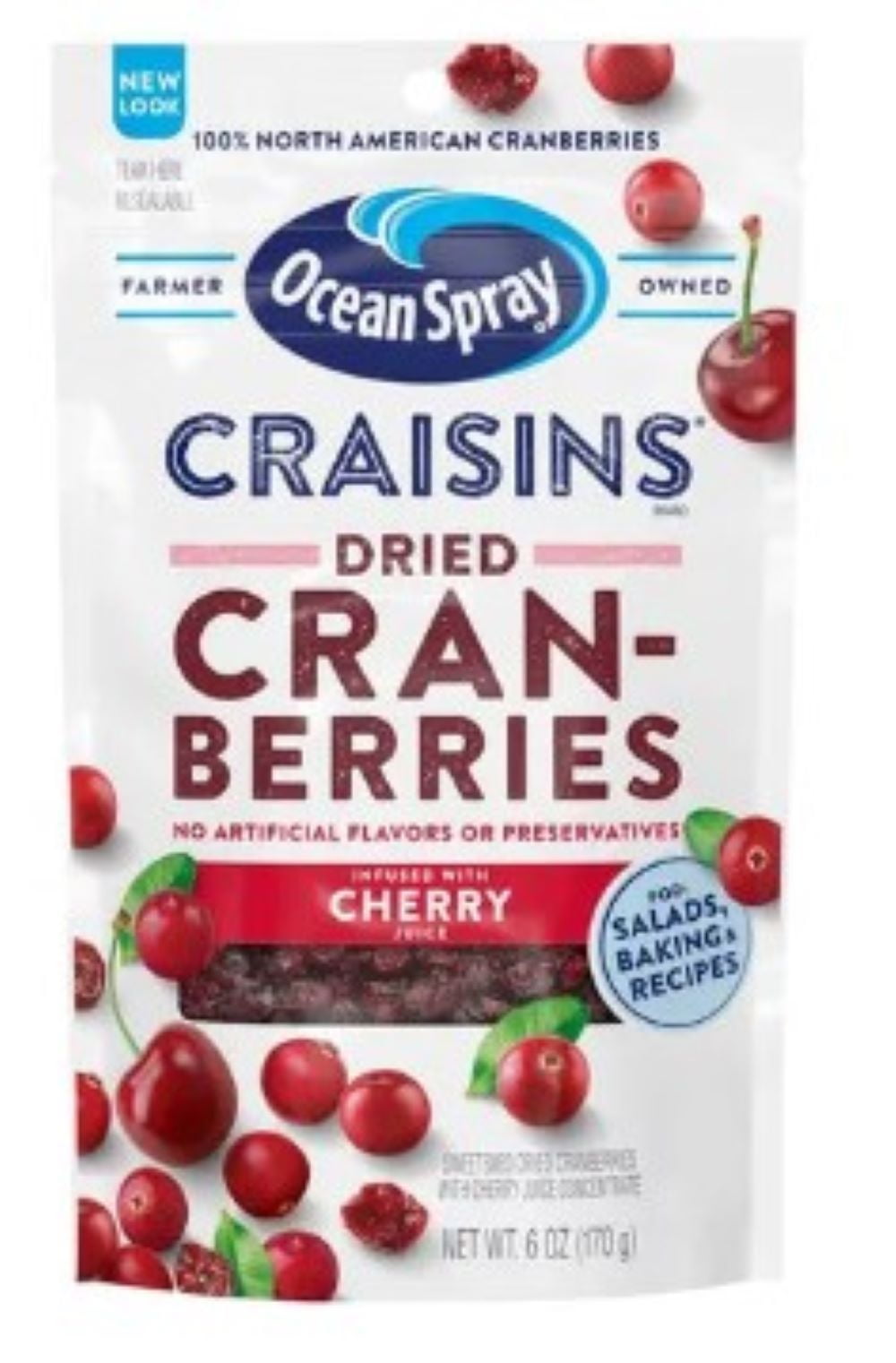 Ocean Spray Craisins Dried Cranberries Cherry Flavor 6 oz (Pack of 5 ...